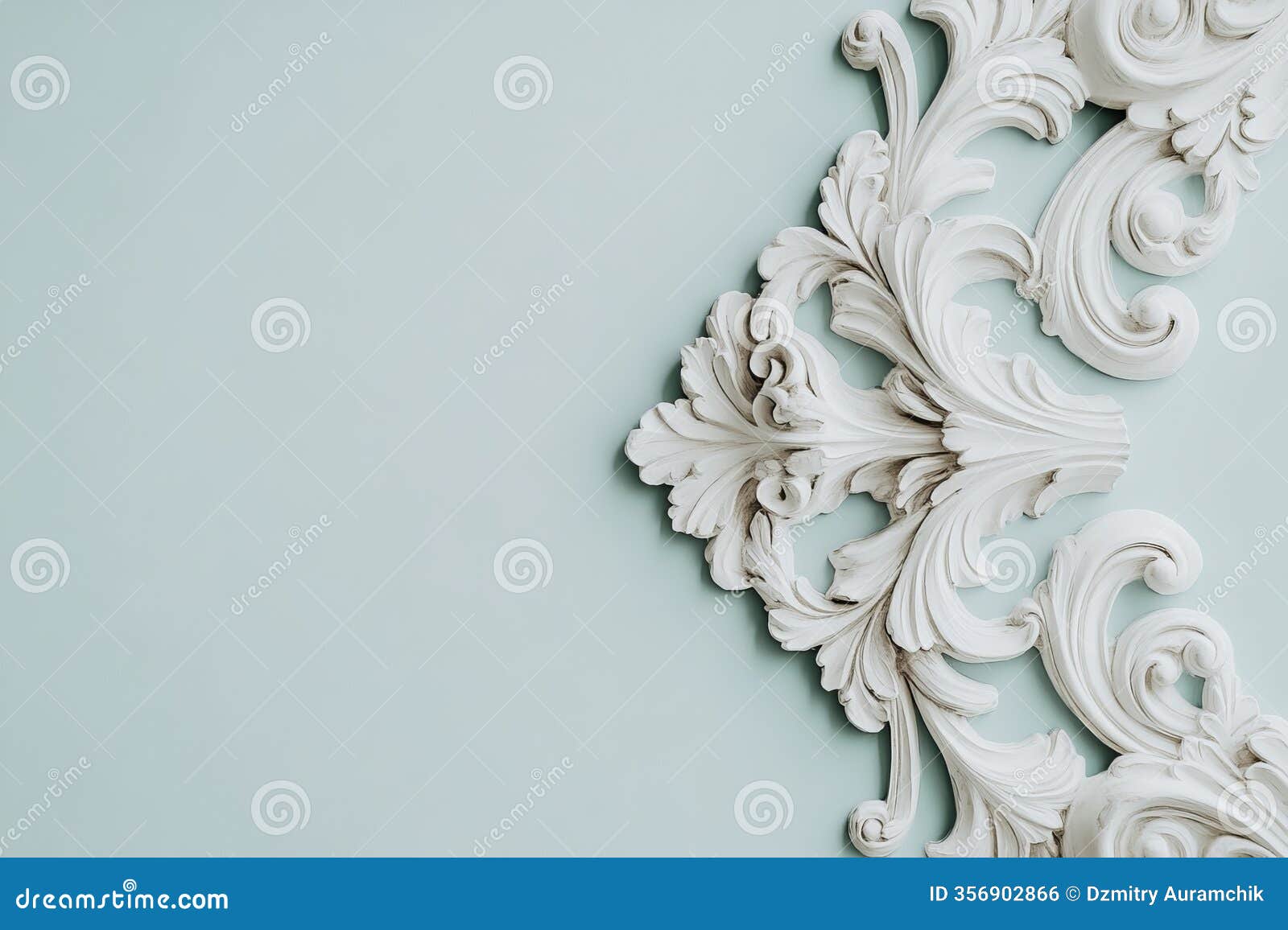 Blue Background Adorned with White Bas-relief Details and Classic Wall ...