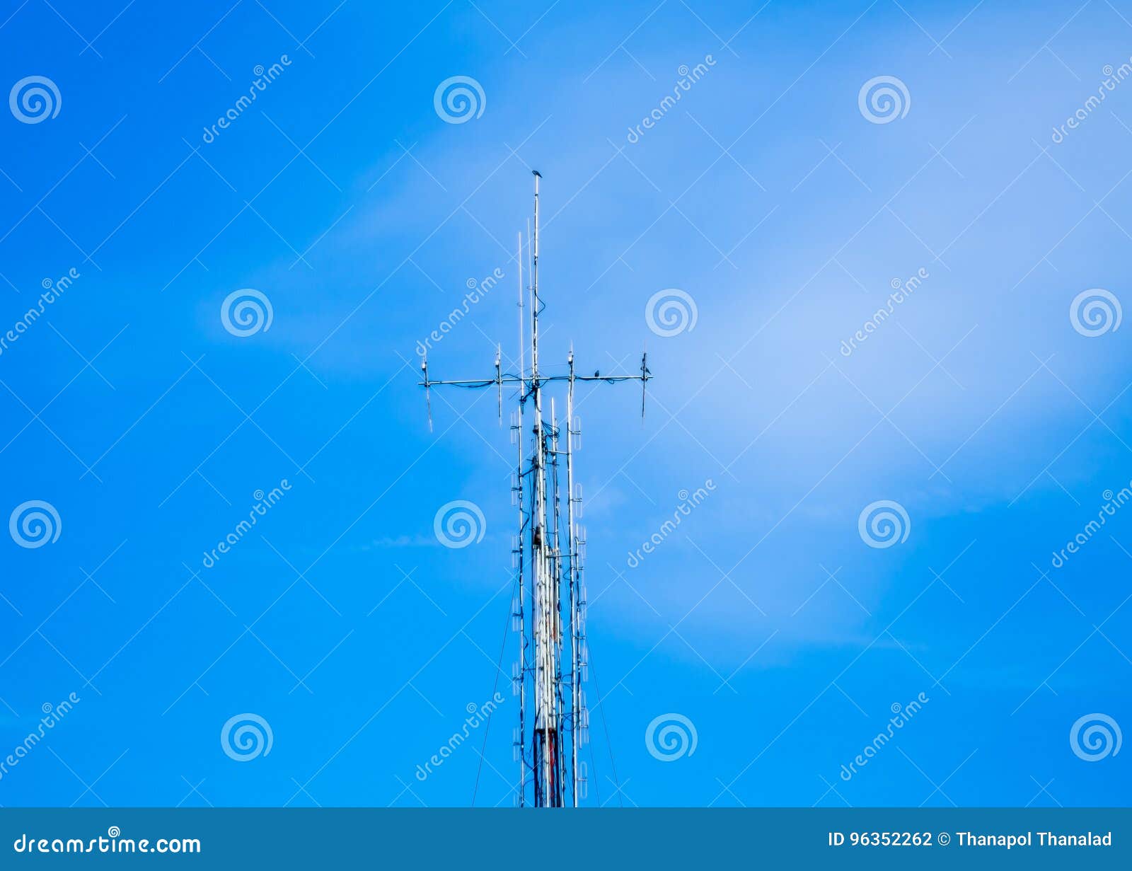 Blue Background, Antenna, Transmitter Stock Photo - Image of horizontal ...