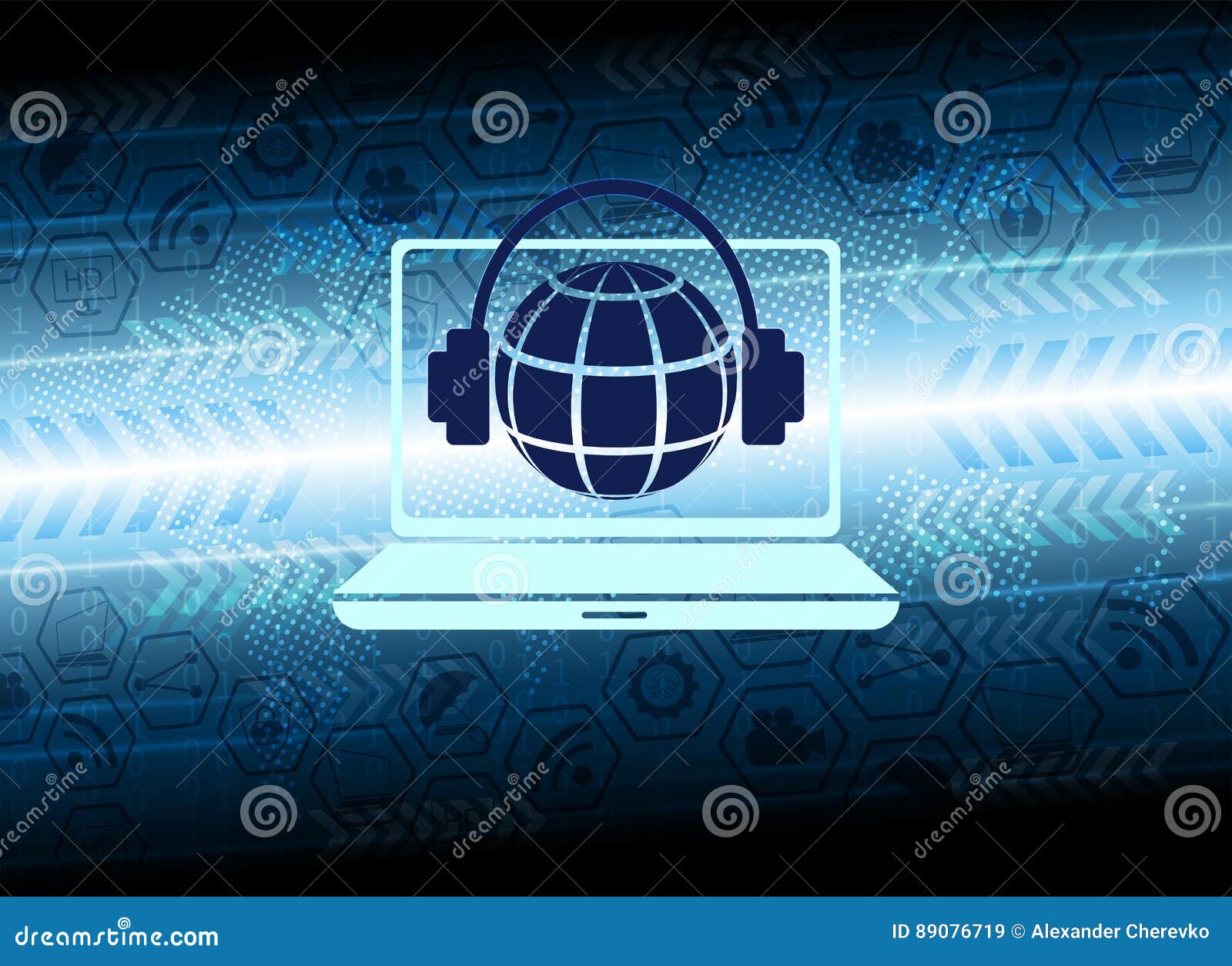 Blue Background with Attributes of the Internet Stock Vector ...