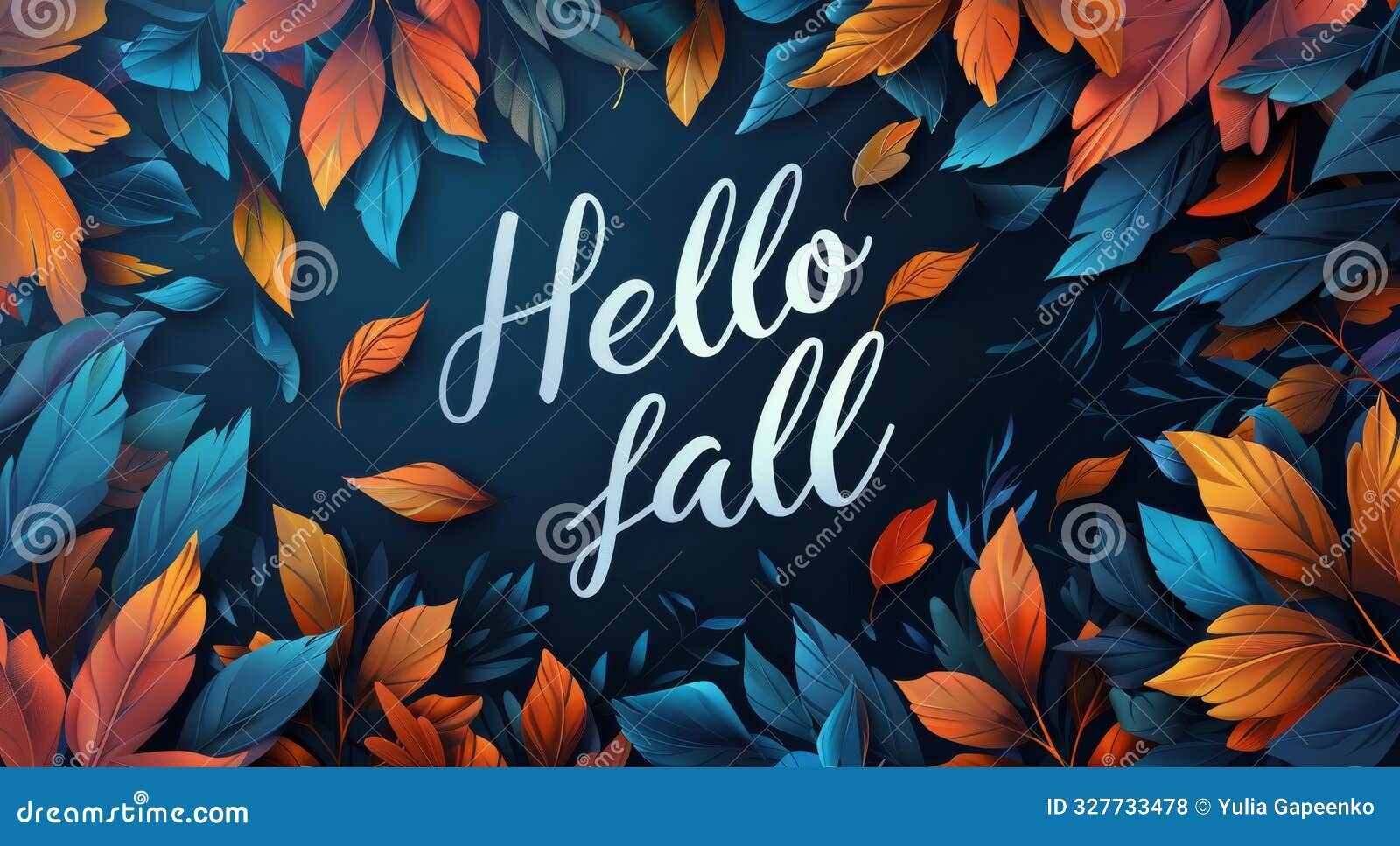 Hello Fall Leaves Illustration Stock Photo - Image of generative ...