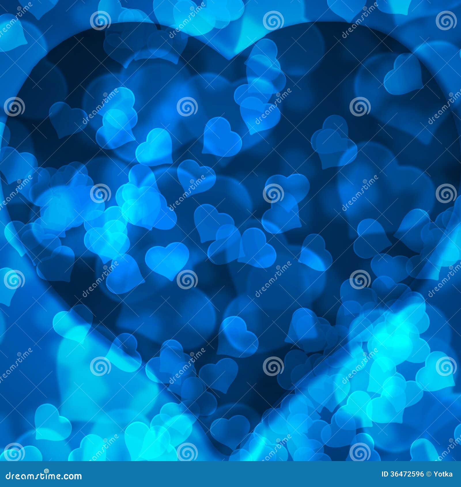 Blue Background Blurred Lights Heart Stock Illustration - Illustration ...
