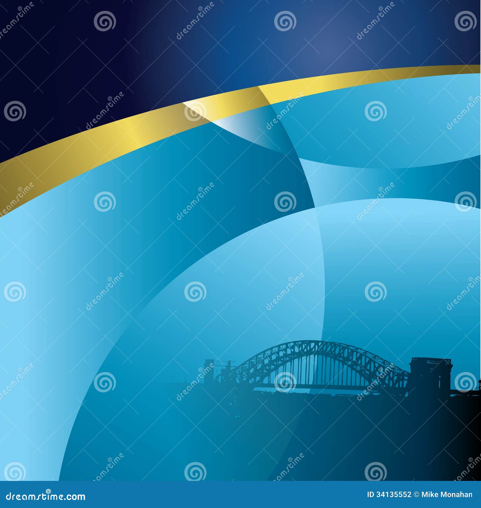 Blue Background with Bridge Stock Vector - Illustration of arts ...