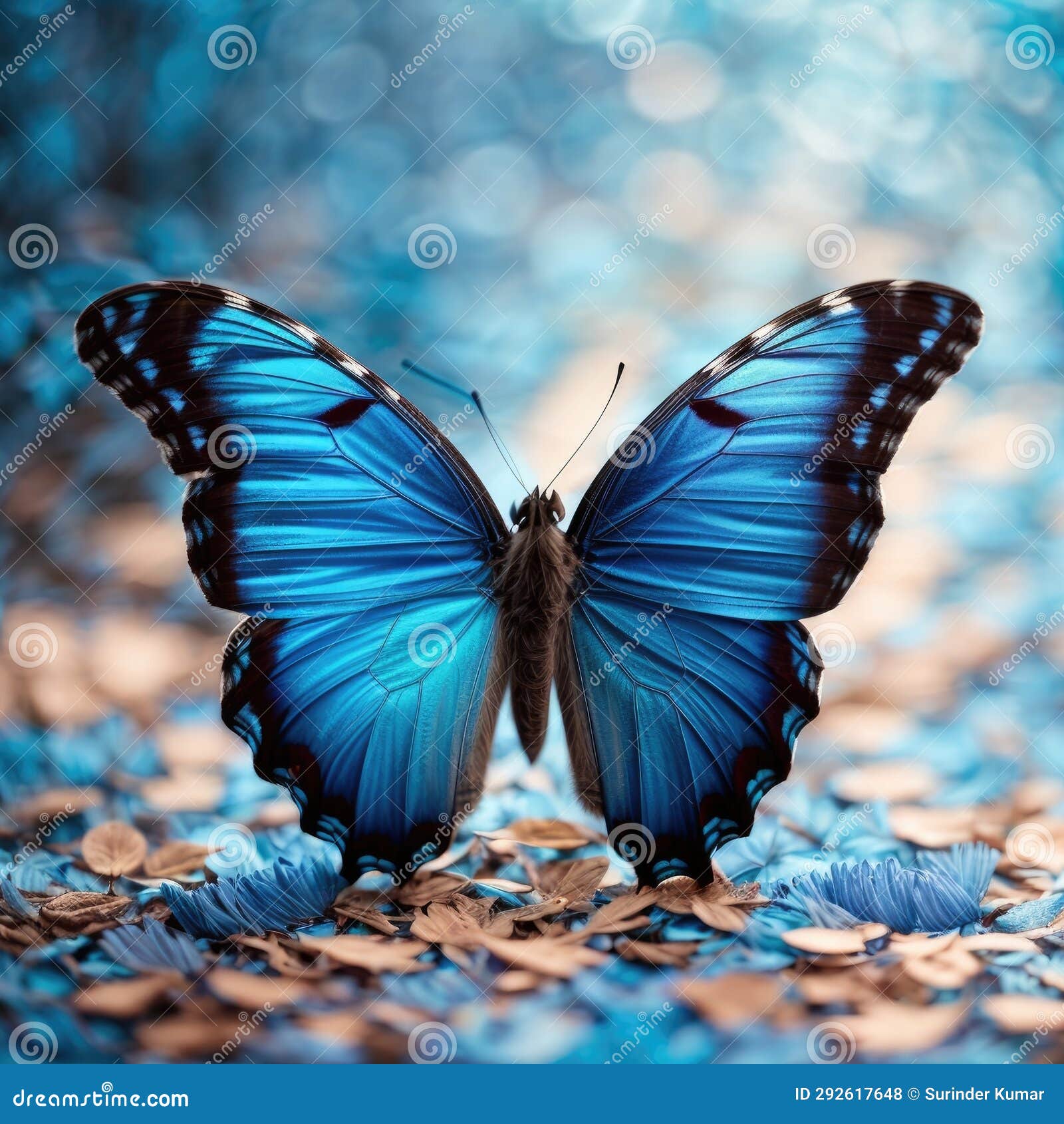 Blue Background with Butterfly Stock Illustration - Illustration of ...