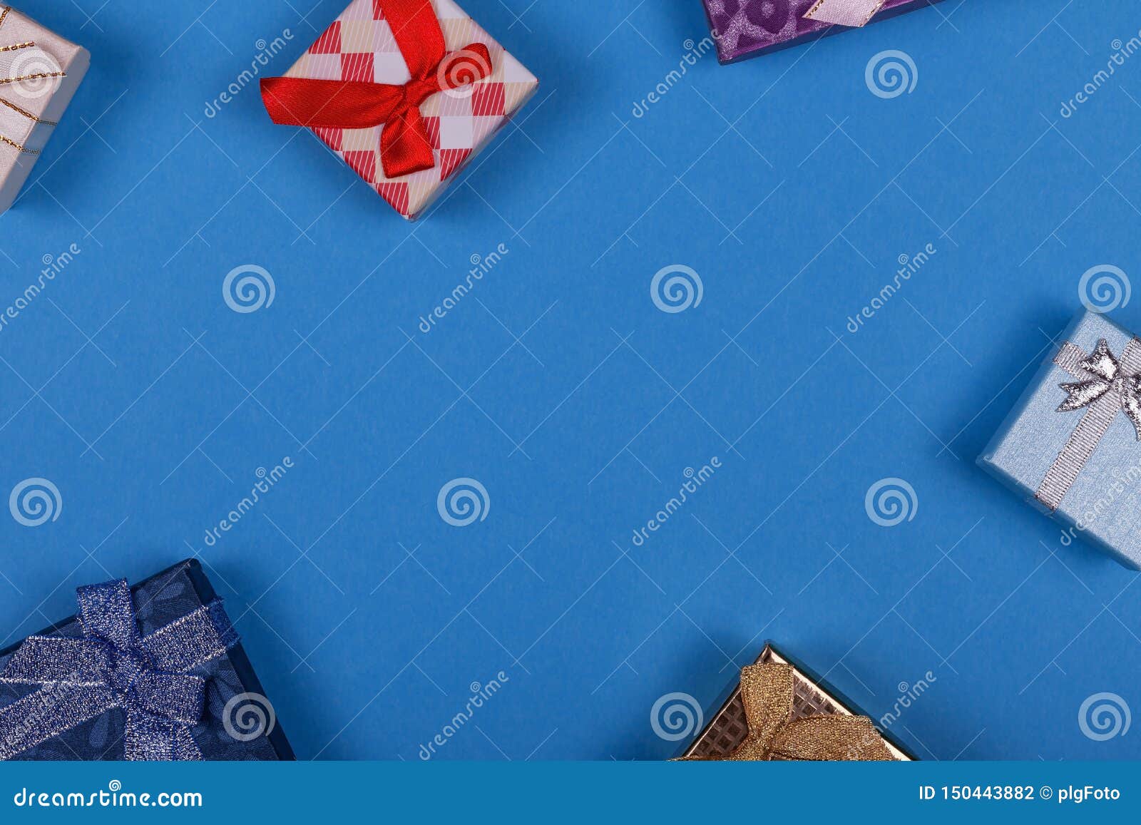 Blue Background with Colorful Gift Boxes Stock Photo - Image of blue ...