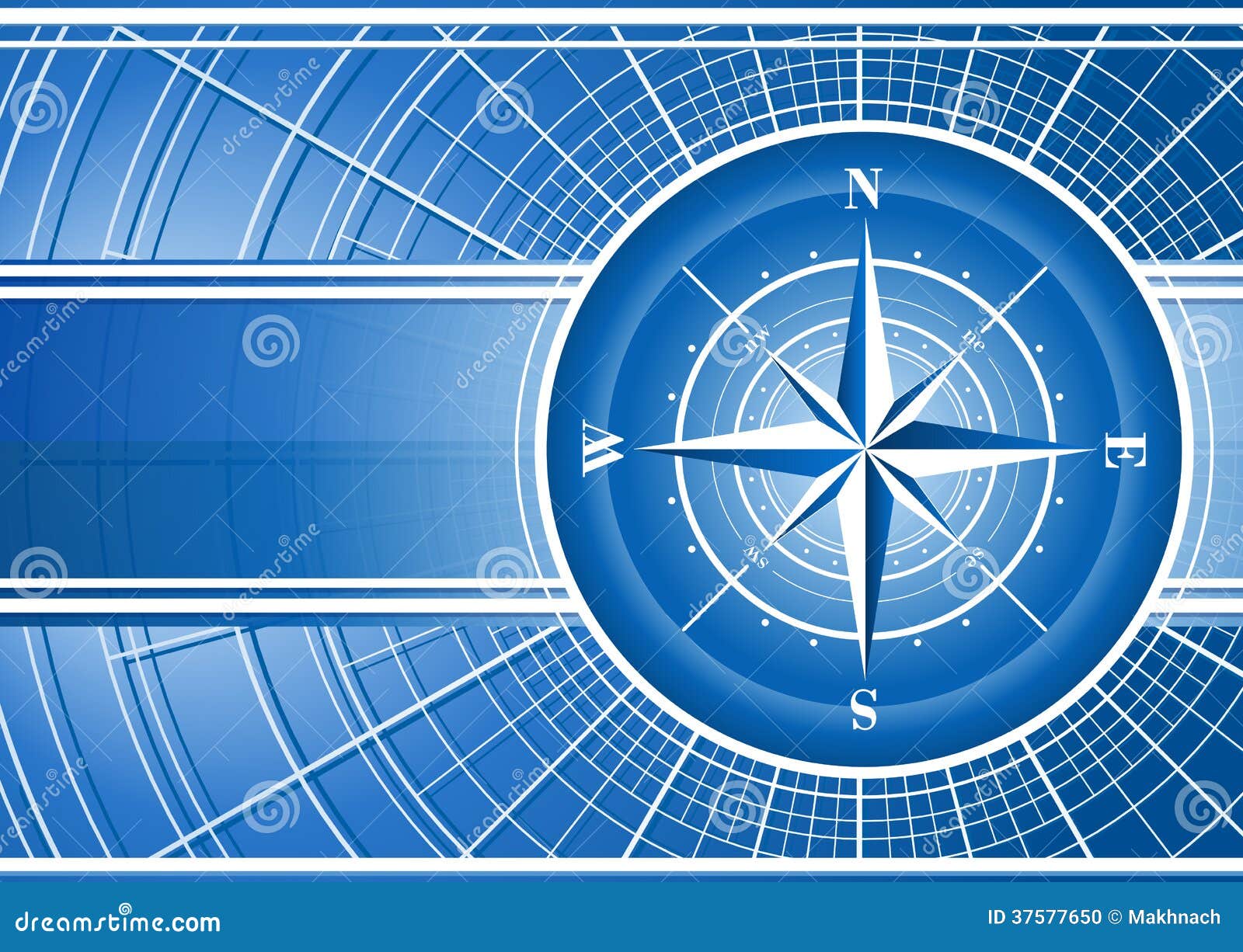 Blue Background with Compass Rose. Stock Vector - Illustration of ...