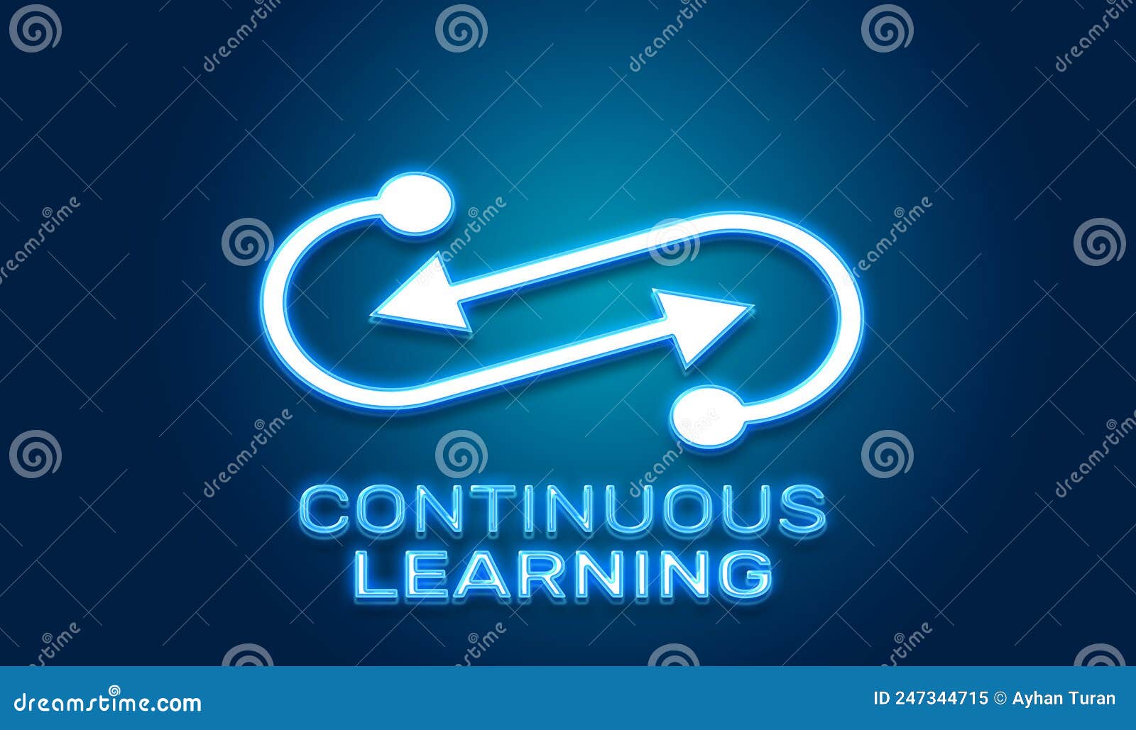 Blue Background and Continuous Learning Concept . Stock Illustration ...