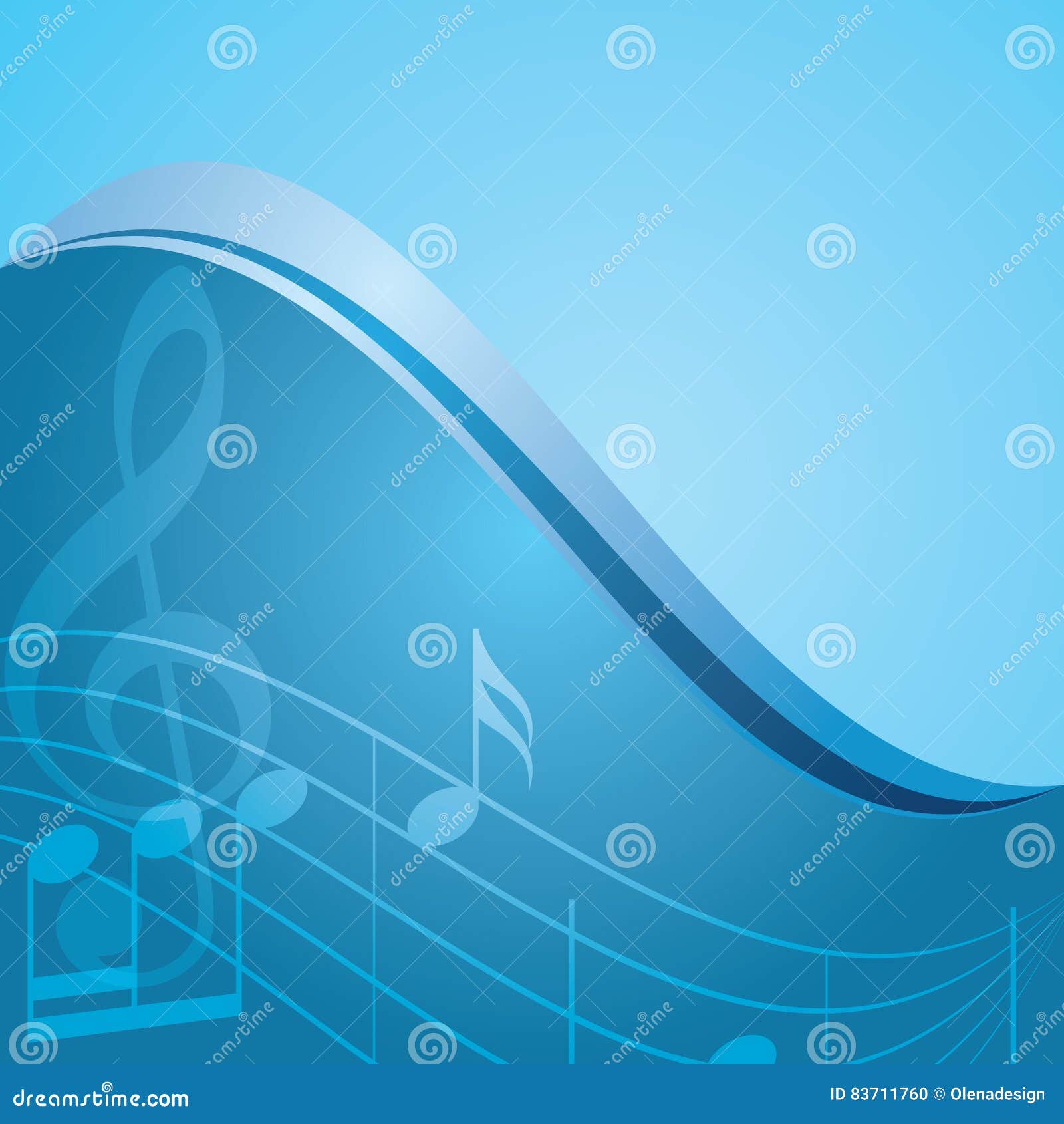 Blue Background - Vector Curved Music Notes Stock Vector - Illustration ...
