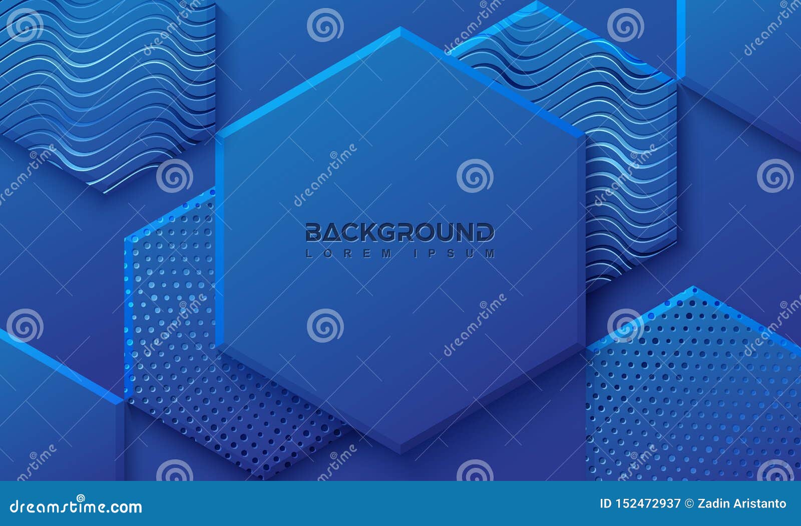 Blue Background with 3D Style. Hexagon Background with a Combination of ...