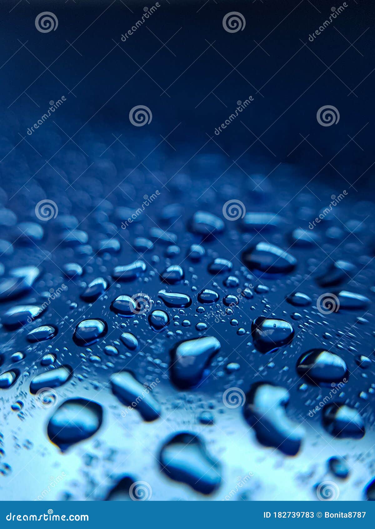 Blue Background with Drops, Blue Surface in Water. Rain. Texture Stock ...
