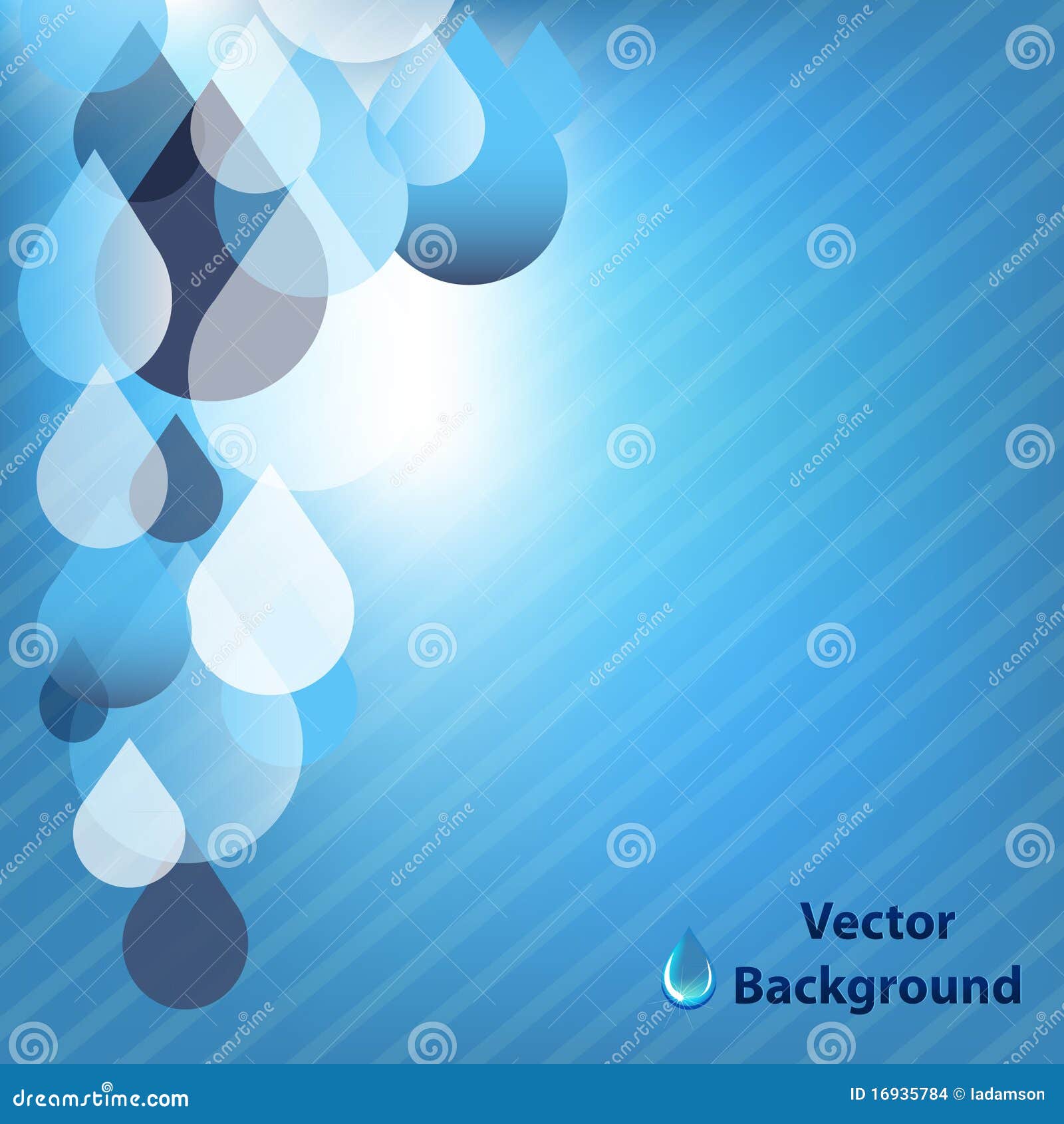 Blue Background with Drops. Vector Stock Vector - Illustration of drop ...