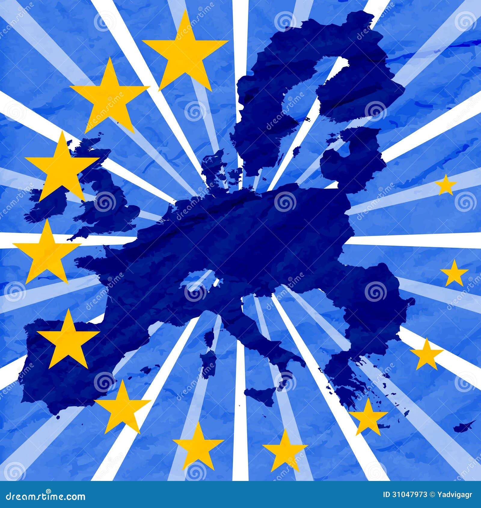 Blue Background with European Union Map Stock Vector - Illustration of ...
