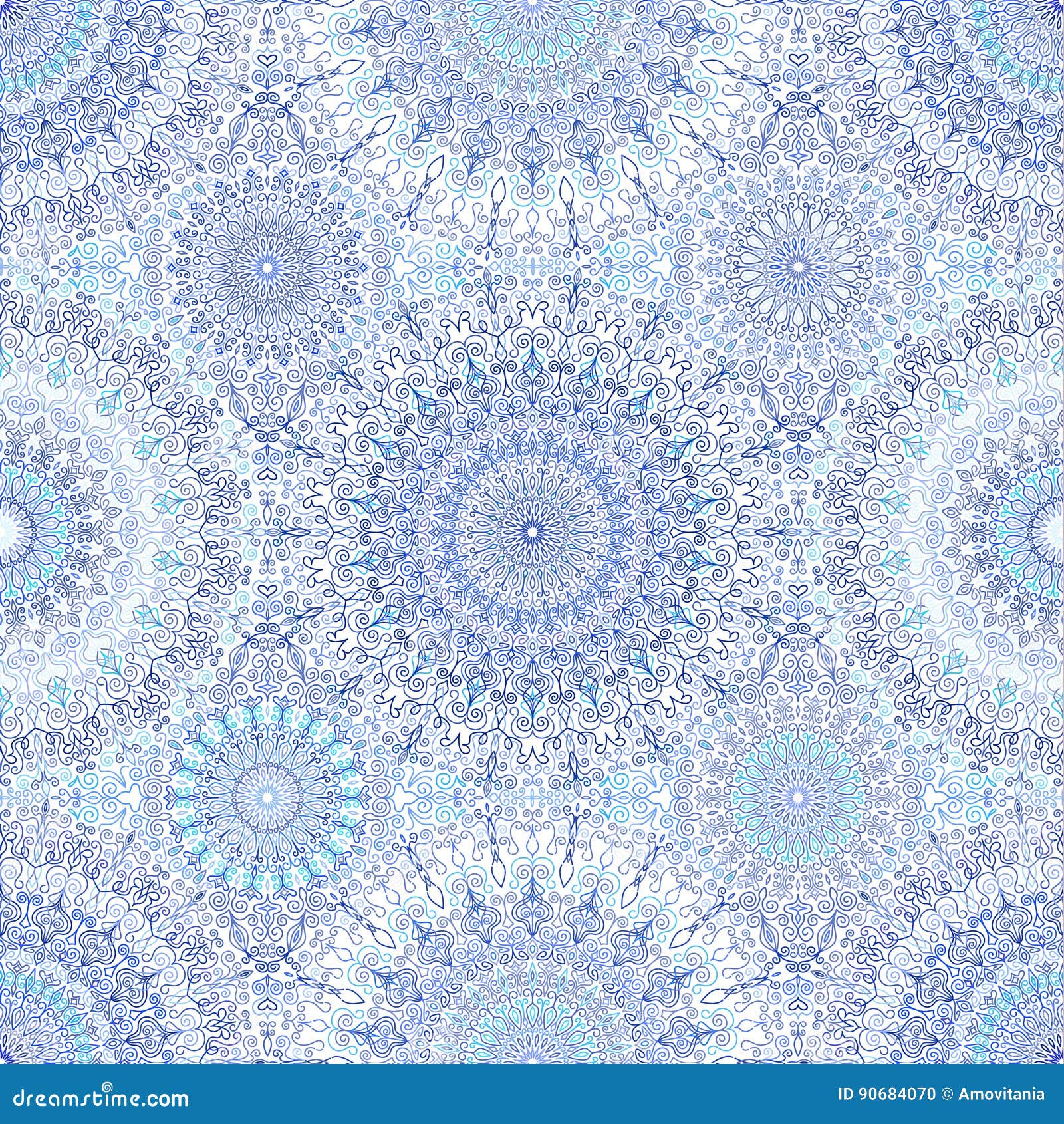 Blue Background Floral Mandala Pattern Stock Vector - Illustration of ...