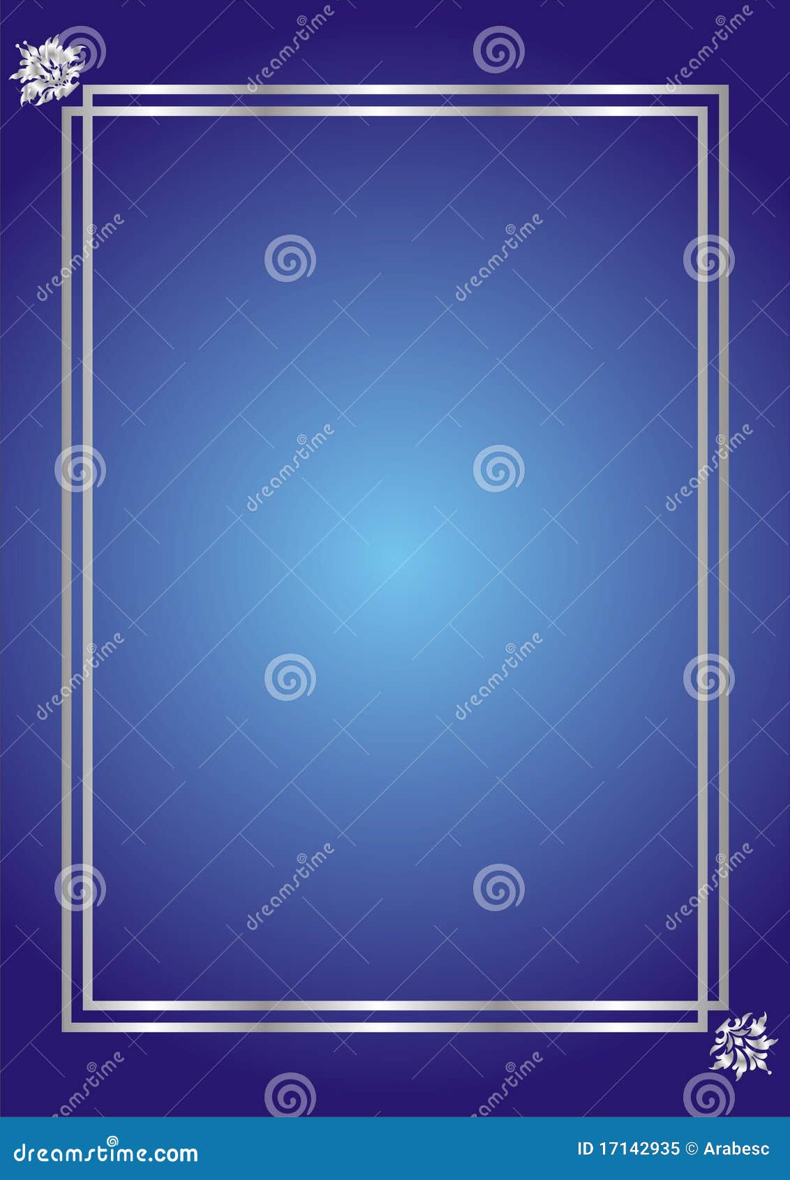 Blue Background with Floral Silver Frame Stock Vector - Illustration of ...