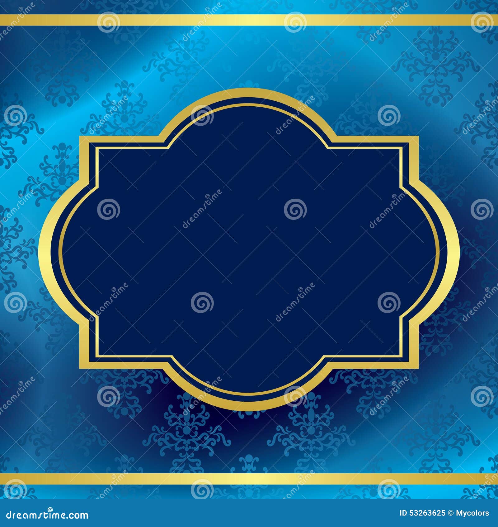 Blue Vector Background with Gold Frame and Pattern Stock Vector ...
