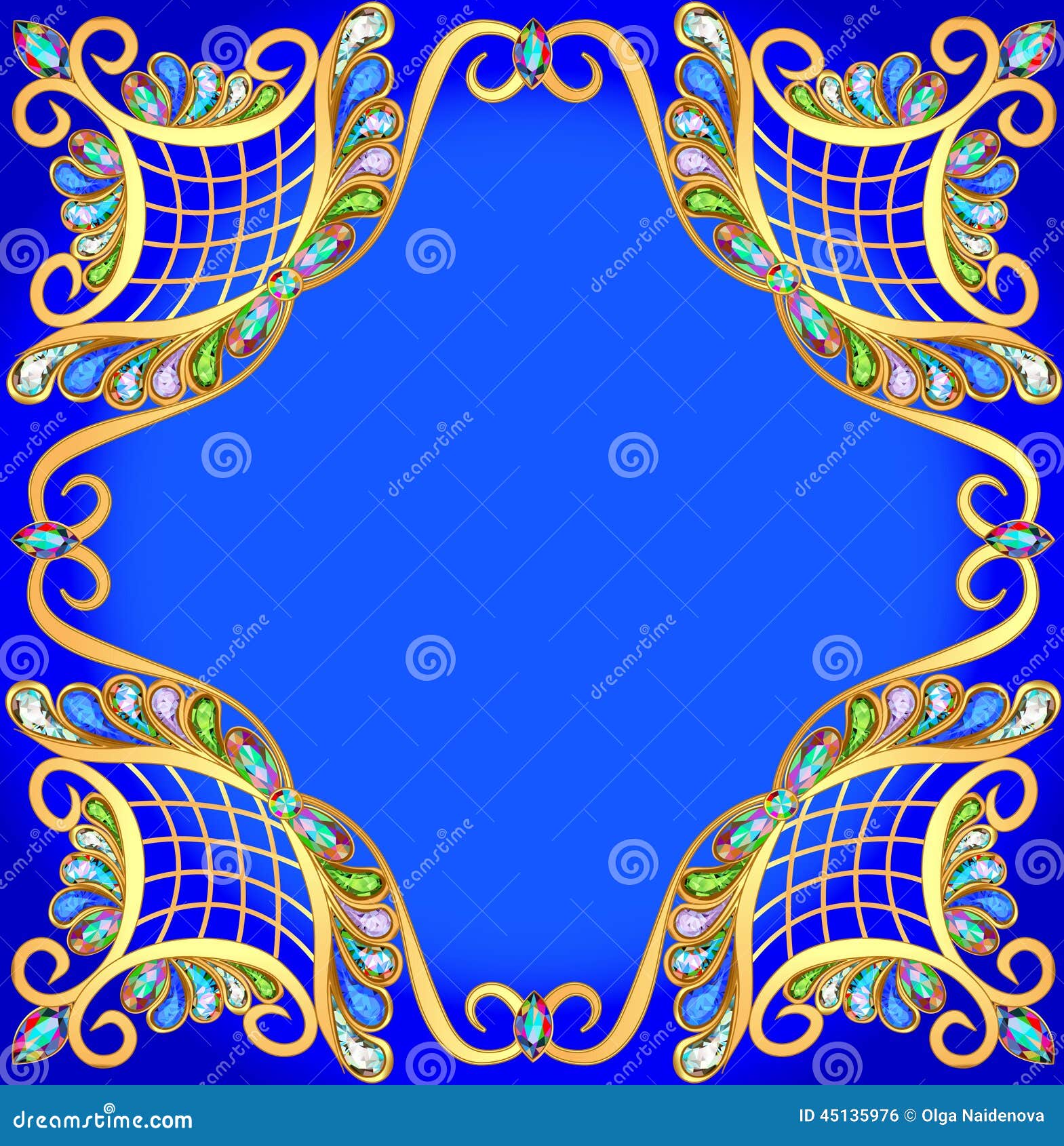 Blue Background with Gold Pattern and Precious Stones Stock Vector ... Blue Background with Gold Pattern and Precious Stones Stock Vector ...