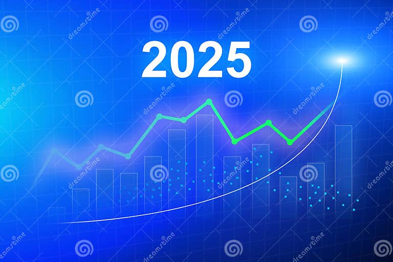 A Blue Background with a Graph Showing a Line Going Up, 2025 Concept ...