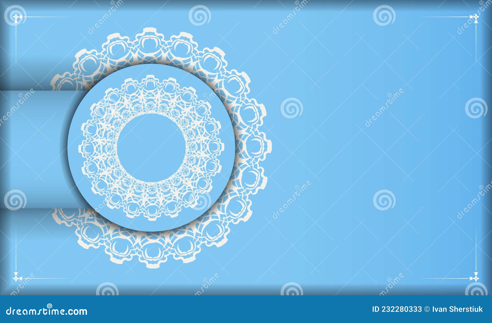 Blue Background with Greek White Pattern and Space for Text Stock ...