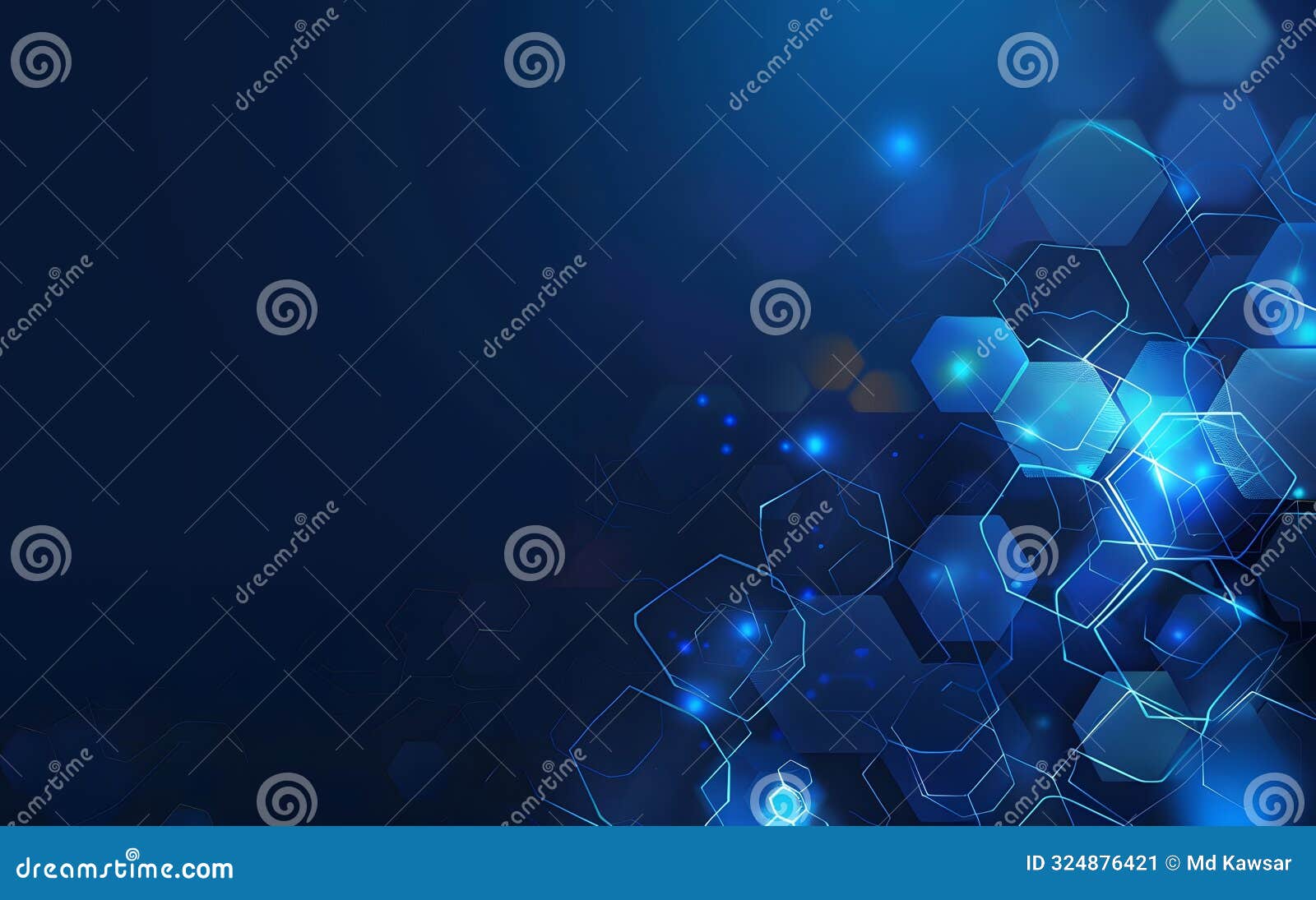 Futuristic Blue Hexagon Tech Background Stock Illustration - Illustration of network, color ...