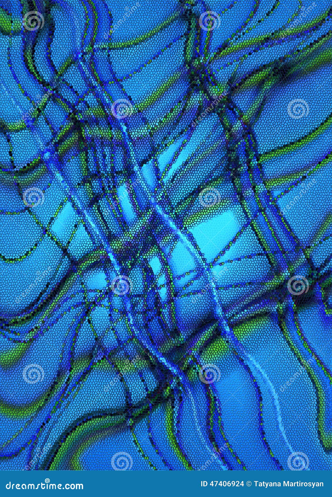 Blue Background WithÂ intersectingÂ mosaicÂ wavesÂ green Shades Stock ...