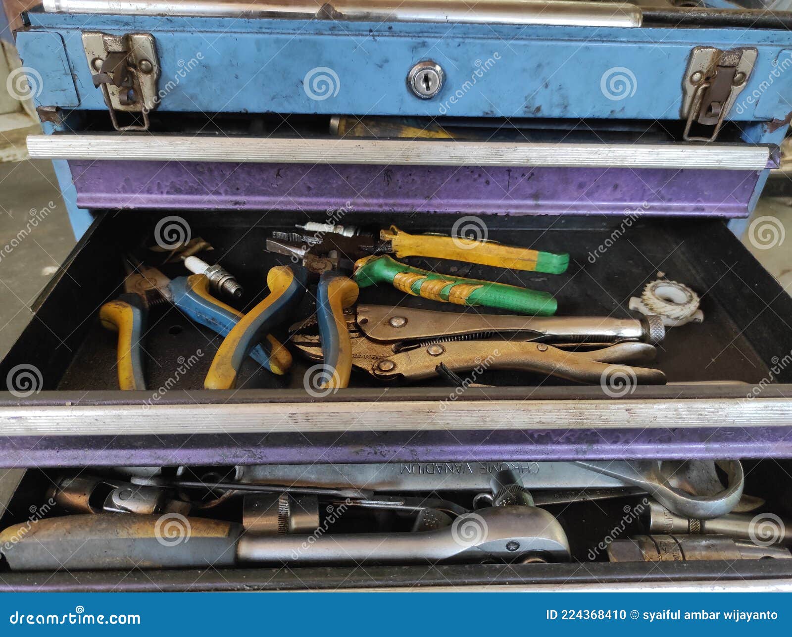 Blue Background Lock Box Tool Stock Photo - Image of bumper, transport ...