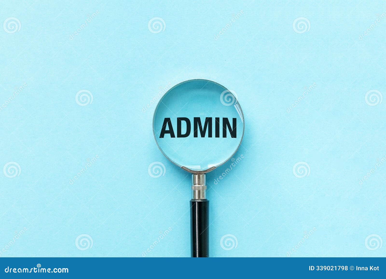 On a Blue Background, Magnifying Glass with the Text Admin. Business ...