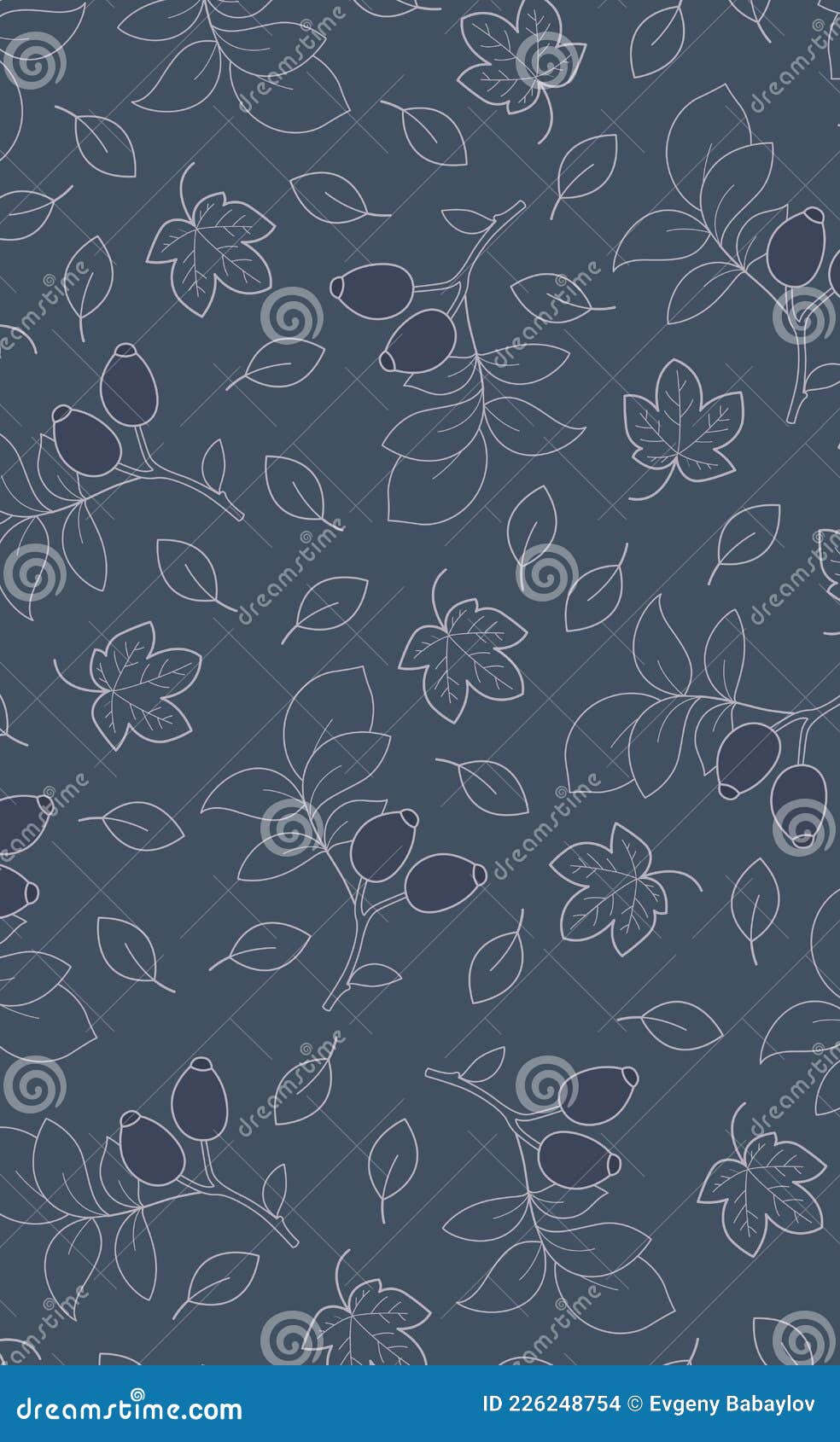 Blue Background with Many Autumn Foliage - Vector Stock Illustration ...