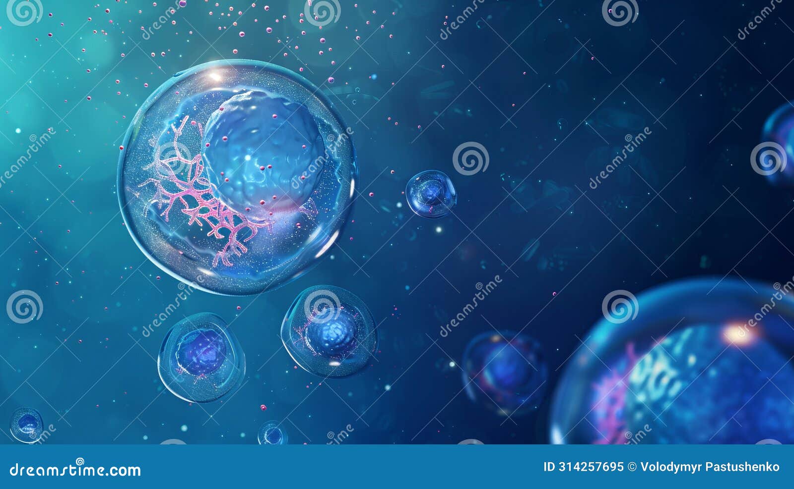 A Blue Background with Many Cells Floating in it Stock Image - Image of ...