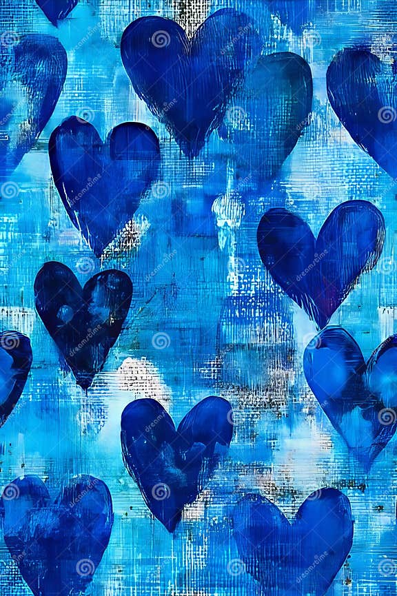 A Blue Background with Many Blue Hearts on it Stock Photo - Image of ...
