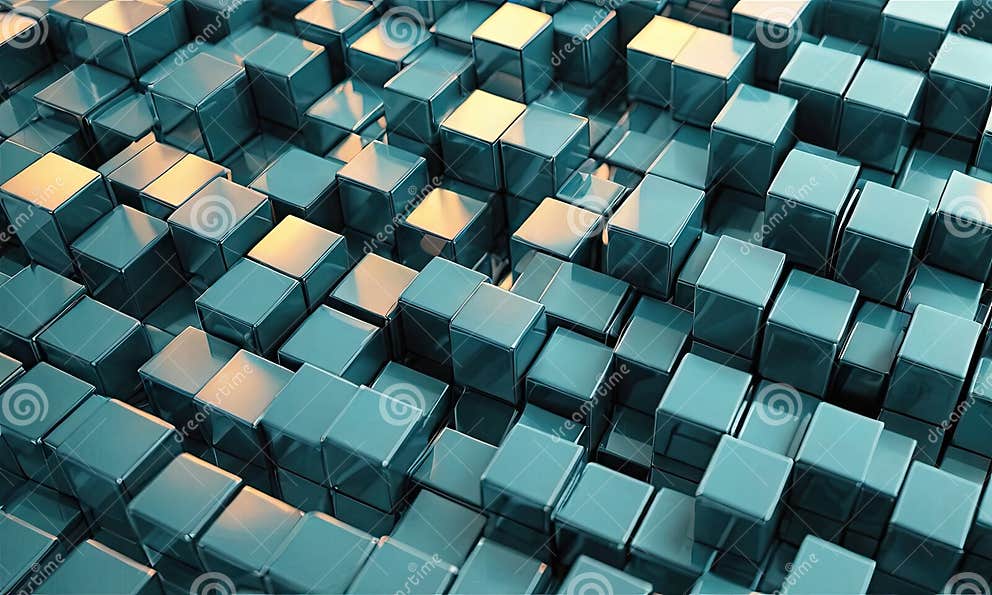 A Blue Background with Many Small Cubes on it. Stock Illustration ...