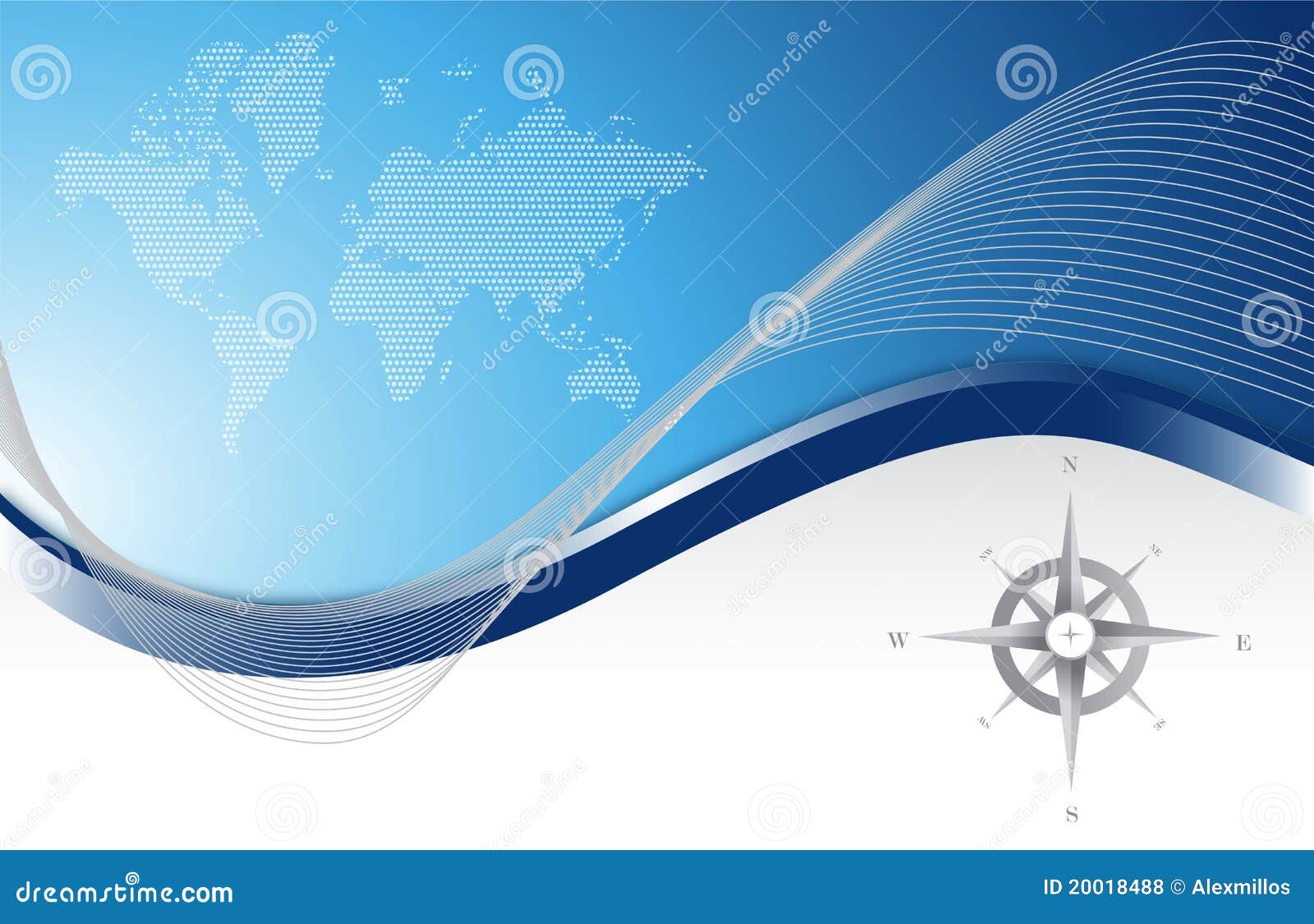 Blue Background with Map and Compass Stock Vector - Illustration of ...