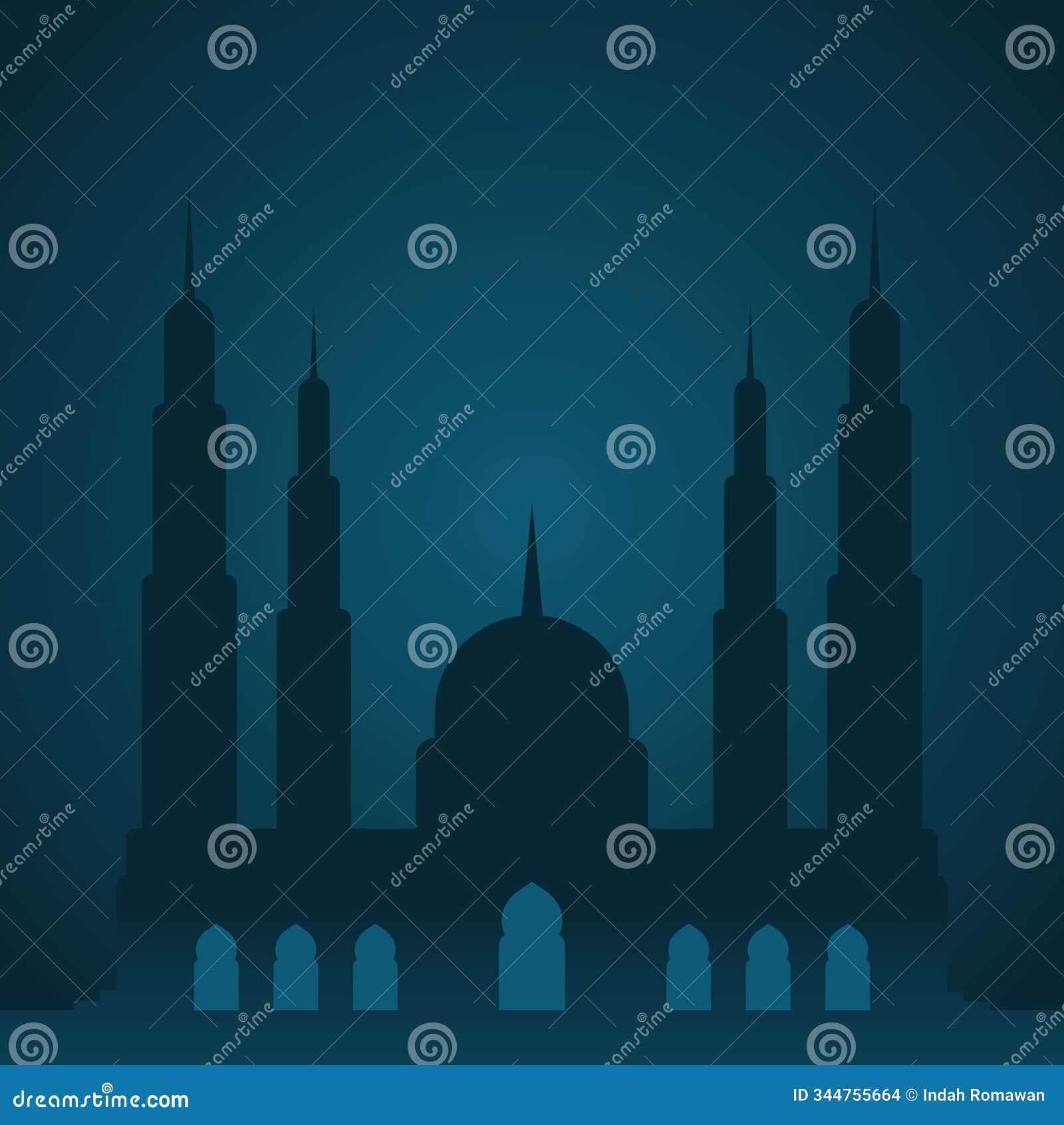Mosque Vector Illustration Icon Masjid Icon Islamic Mosque Shadow Icon ...
