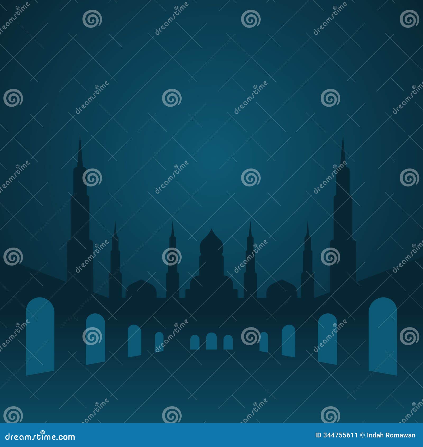 Mosque Vector Illustration Icon Masjid Icon Islamic Mosque Shadow Icon ...