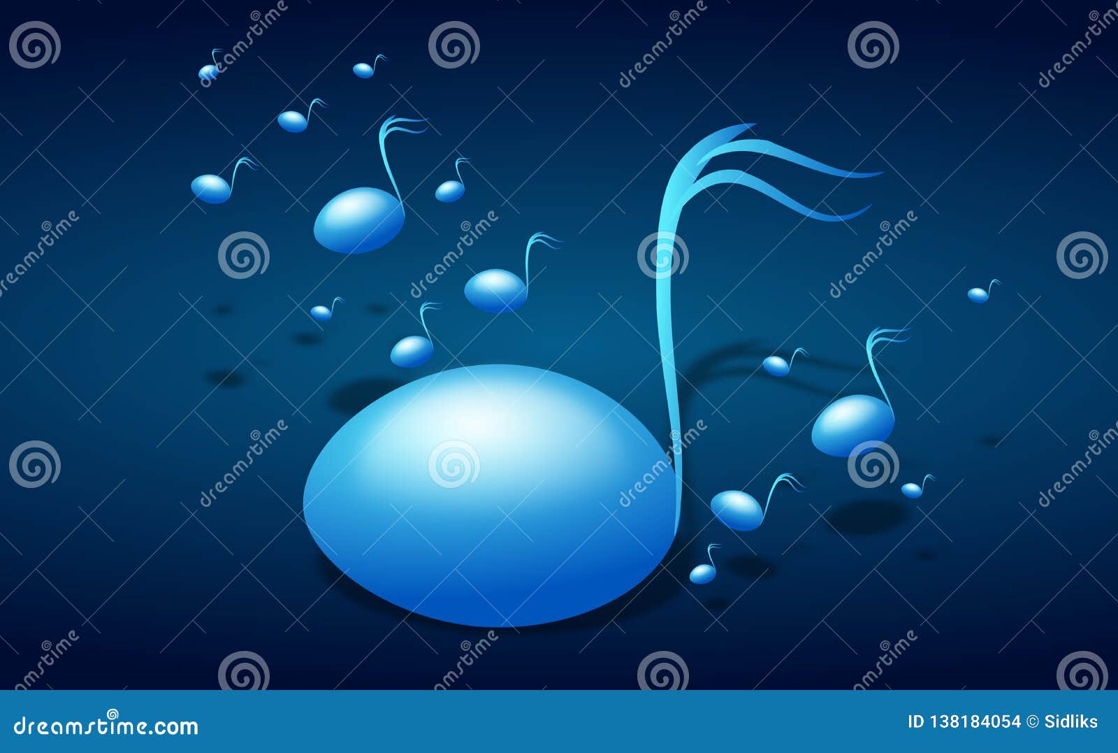 Blue Music Notes Background Stock Illustration - Illustration of design ...