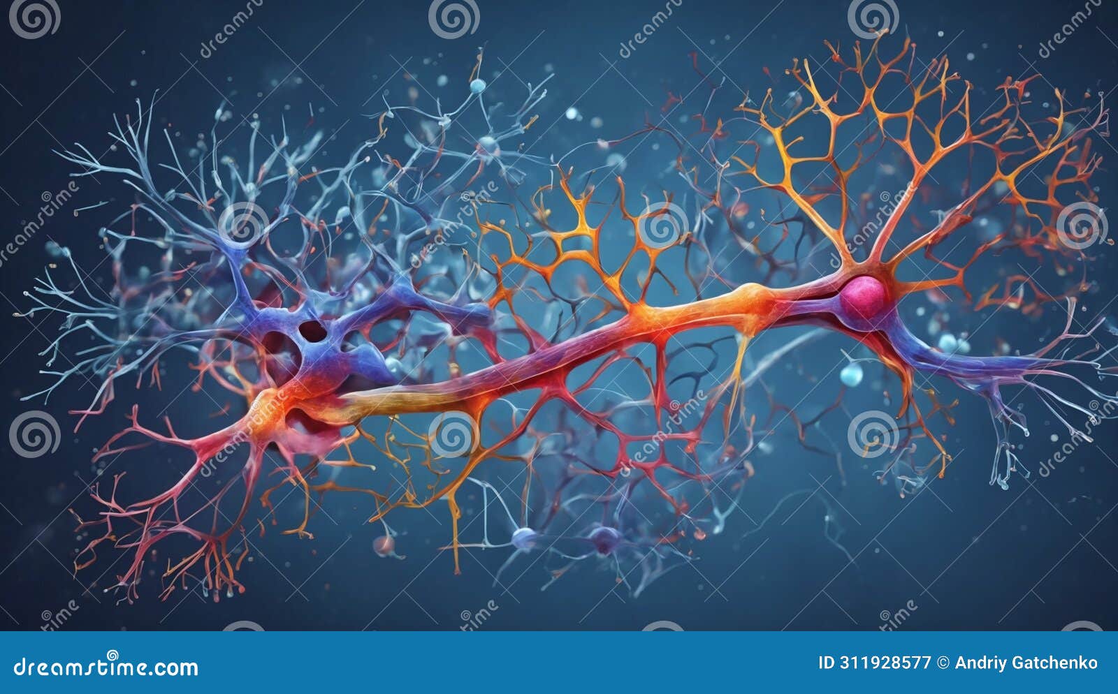 On Blue Background, a Network of Neural Connections, Synapses, Brain ...