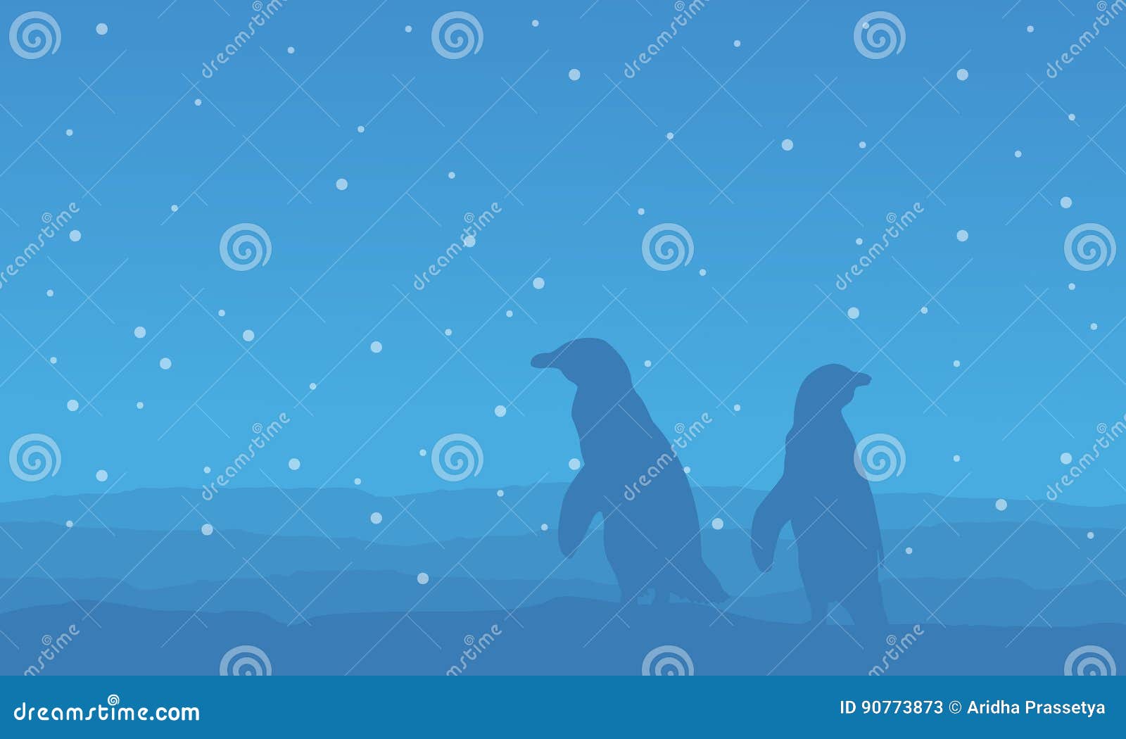 Blue Background with Penguin Scenery Stock Vector - Illustration of ...