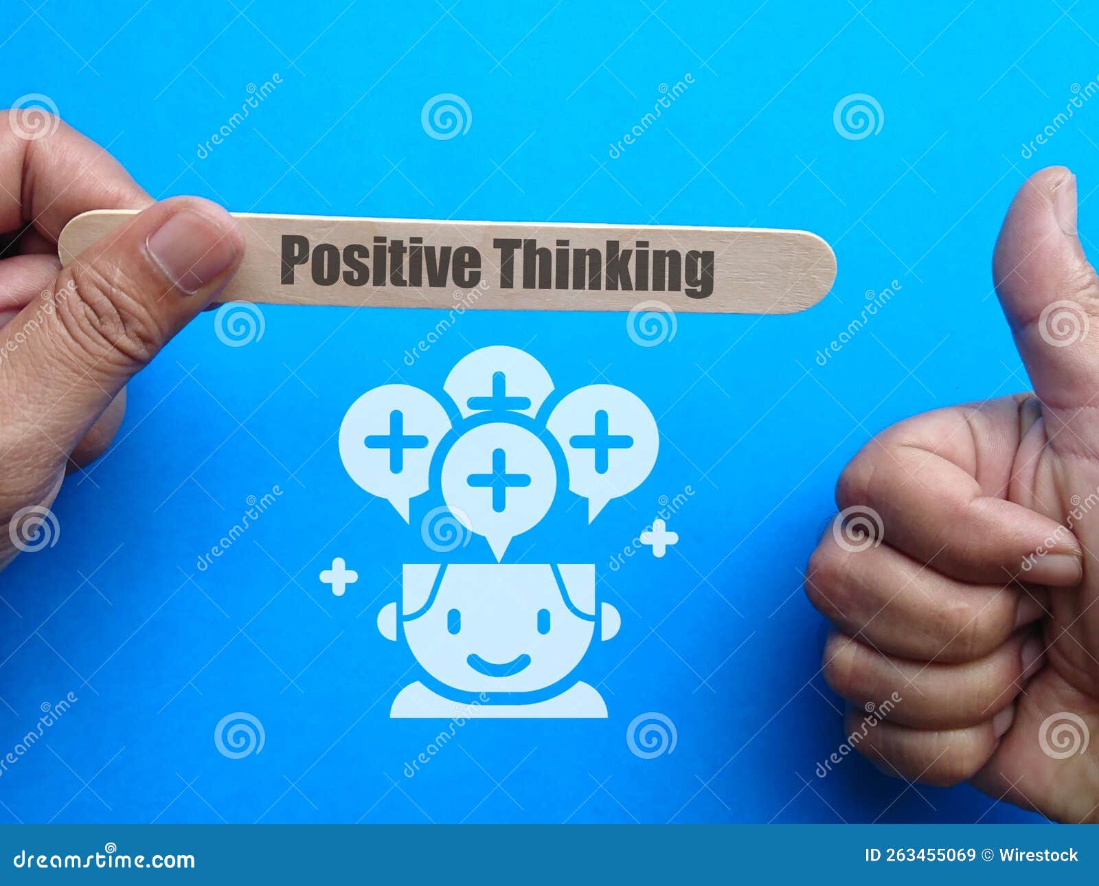Blue Background of Positive Thinking Stock Image - Image of blue, sign ...