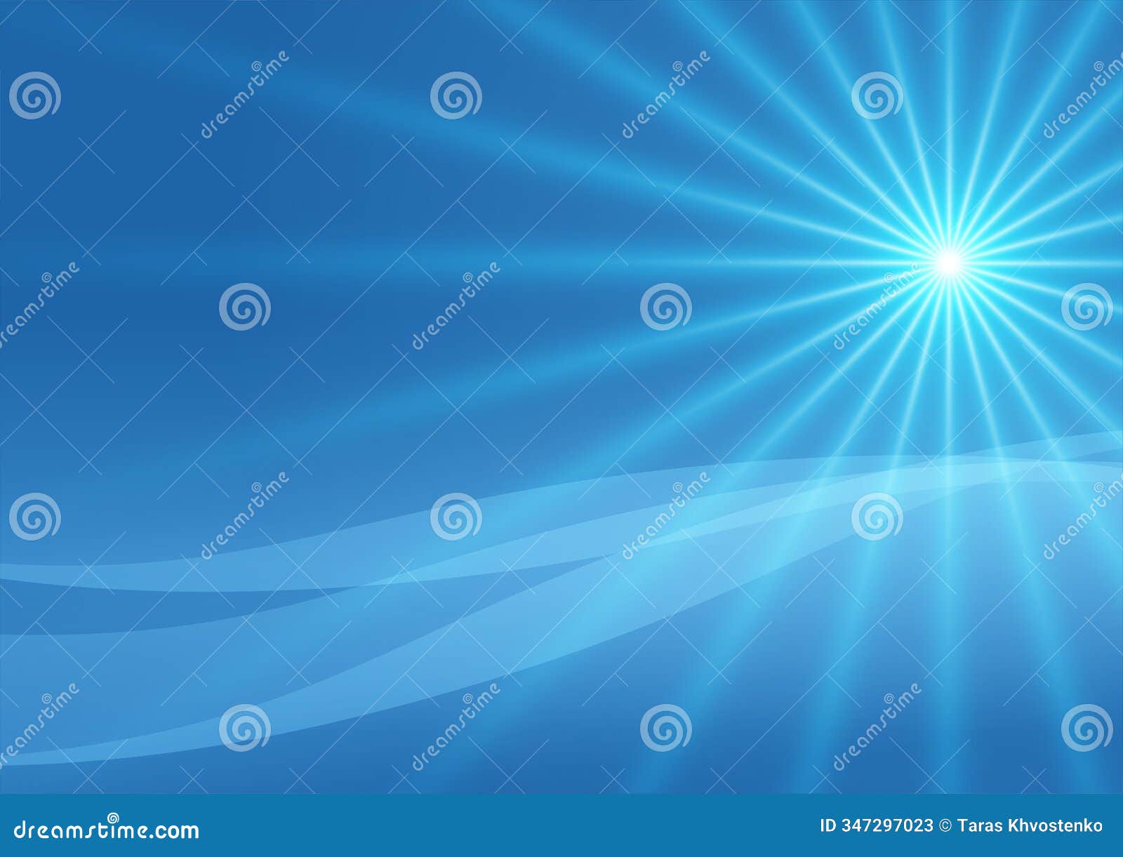 Blue Background with Rays and Waves Stock Illustration - Illustration ...