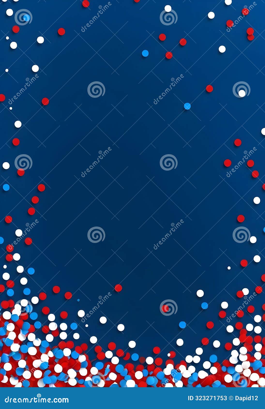 A Blue Background with Red White and Blue Confetti Stock Vector ...