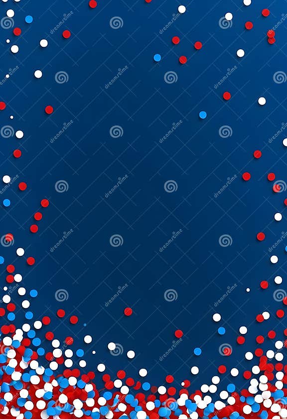 A Blue Background with Red White and Blue Confetti Stock Vector ...