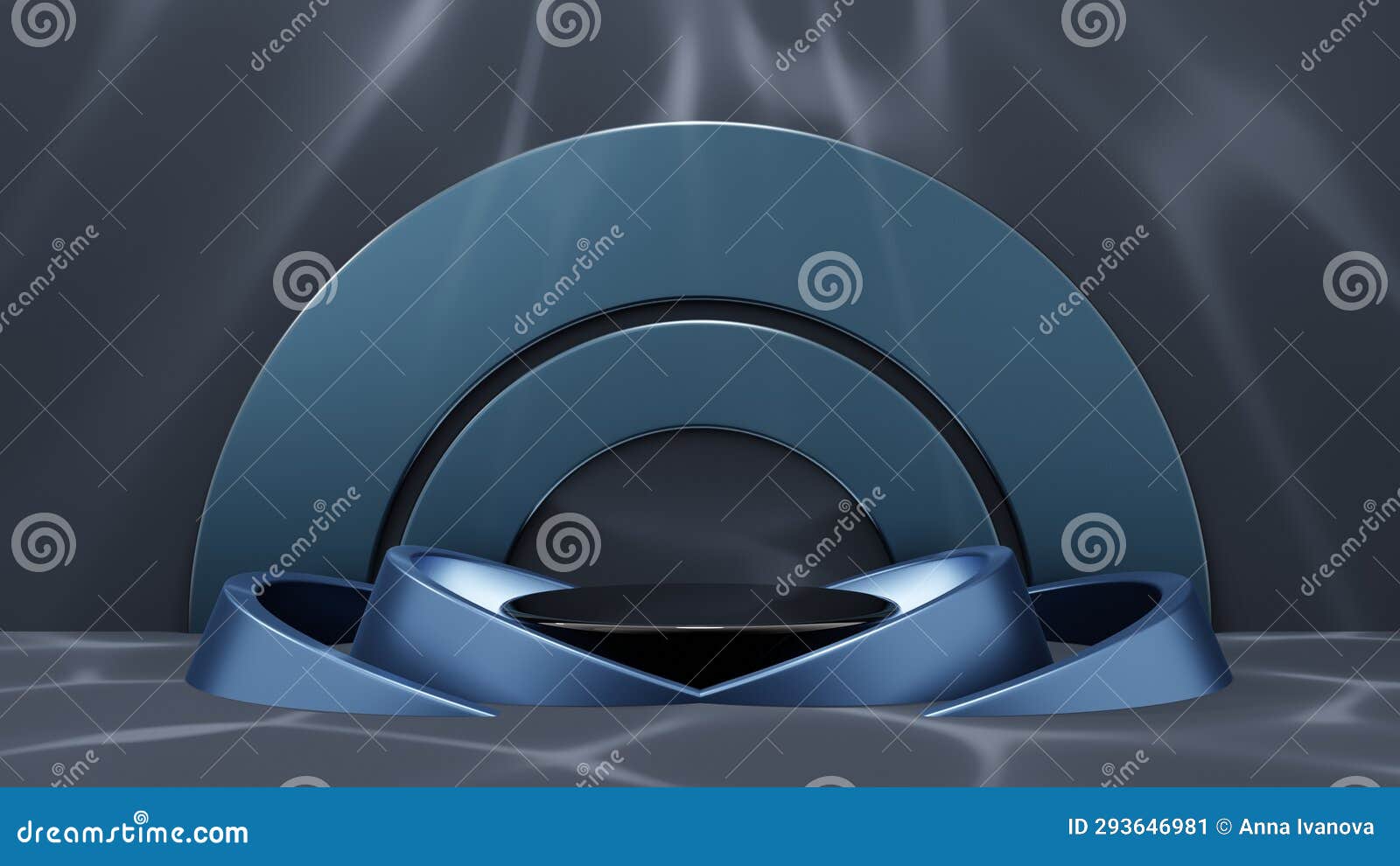 Blue Background Round Podium for Cosmetic Product, Object. Empty ...