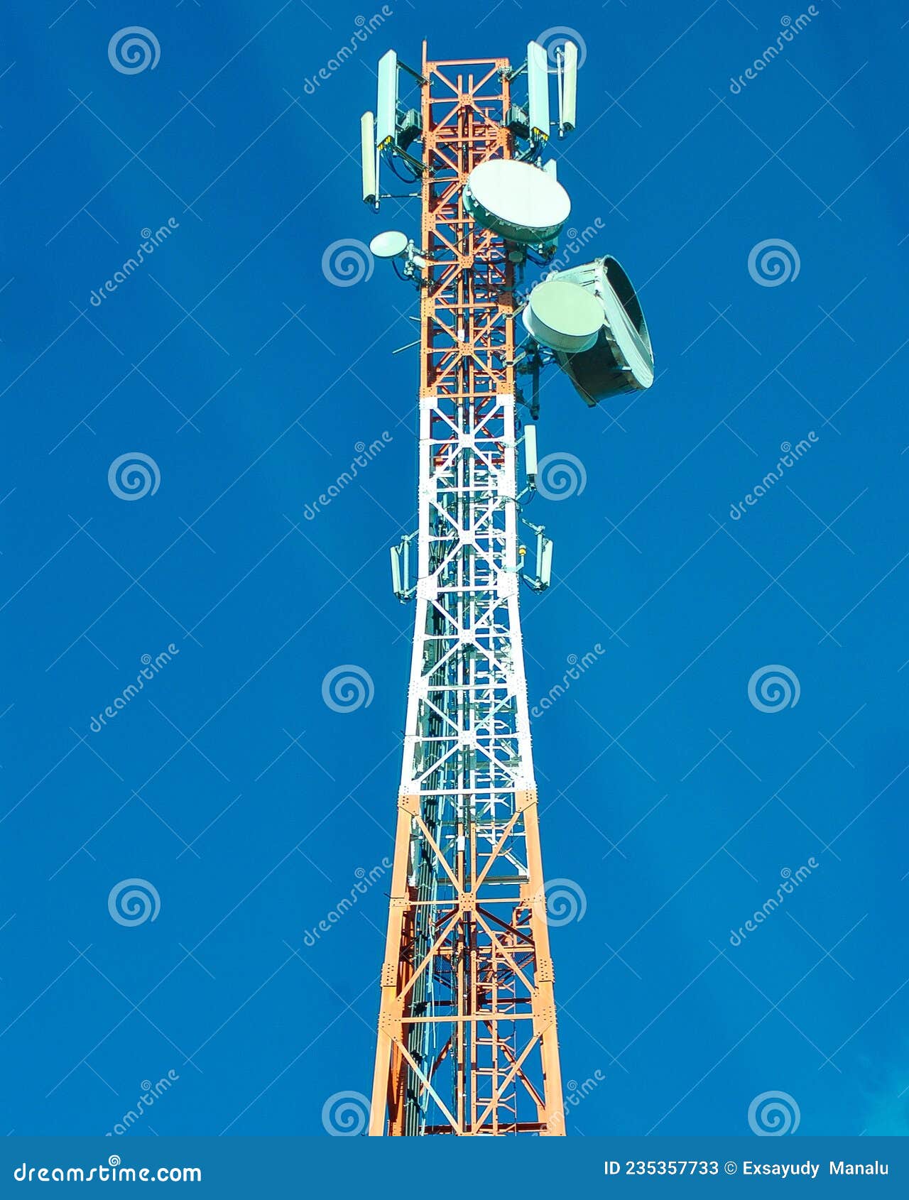 Blue Background Signal Tower Stock Image - Image of advertising ...