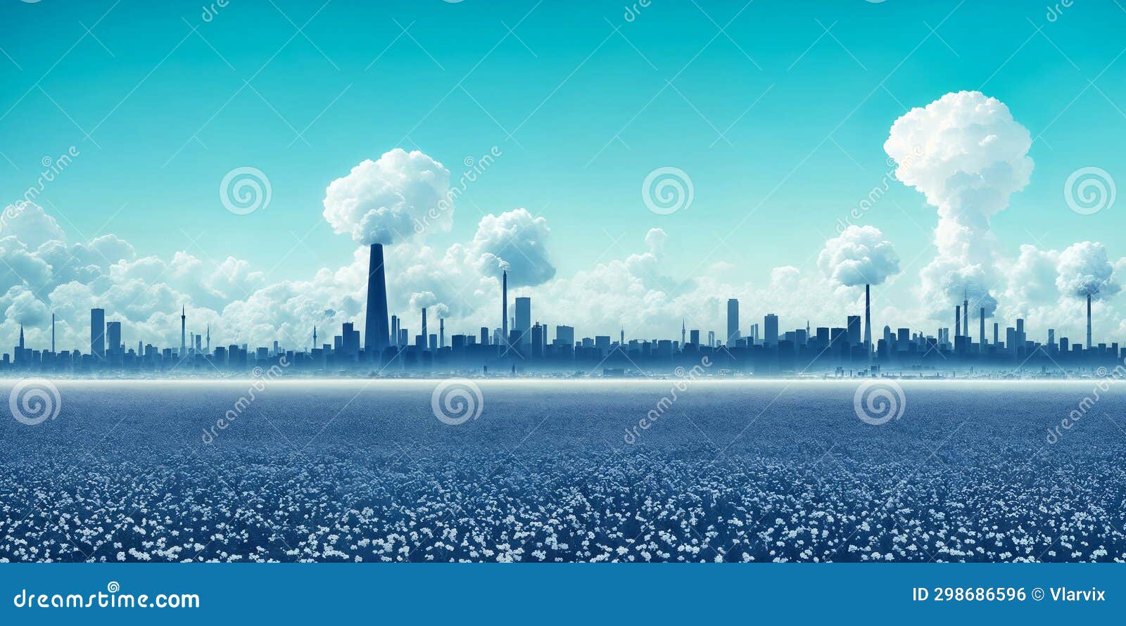 Smokestacks Pollute City Skyline, Damaging Environment And Endangering ...