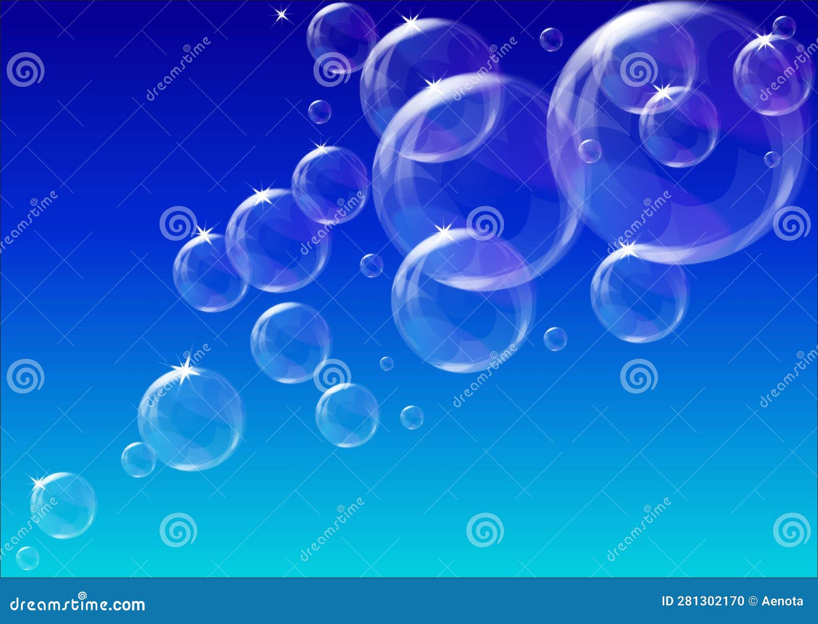 Blue Background with Soap Bubbles Stock Illustration - Illustration of ...