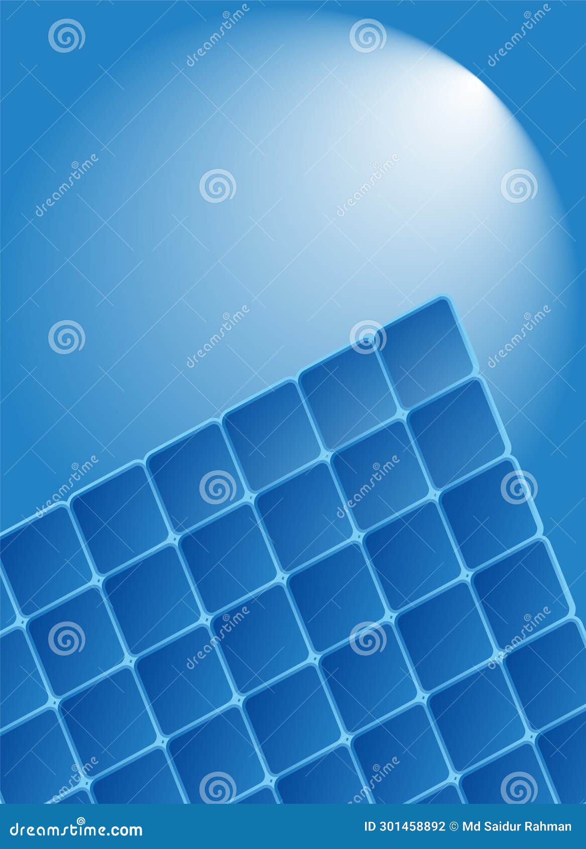 A Blue Background with a Square Grid and Light Effect on Top Wall ...