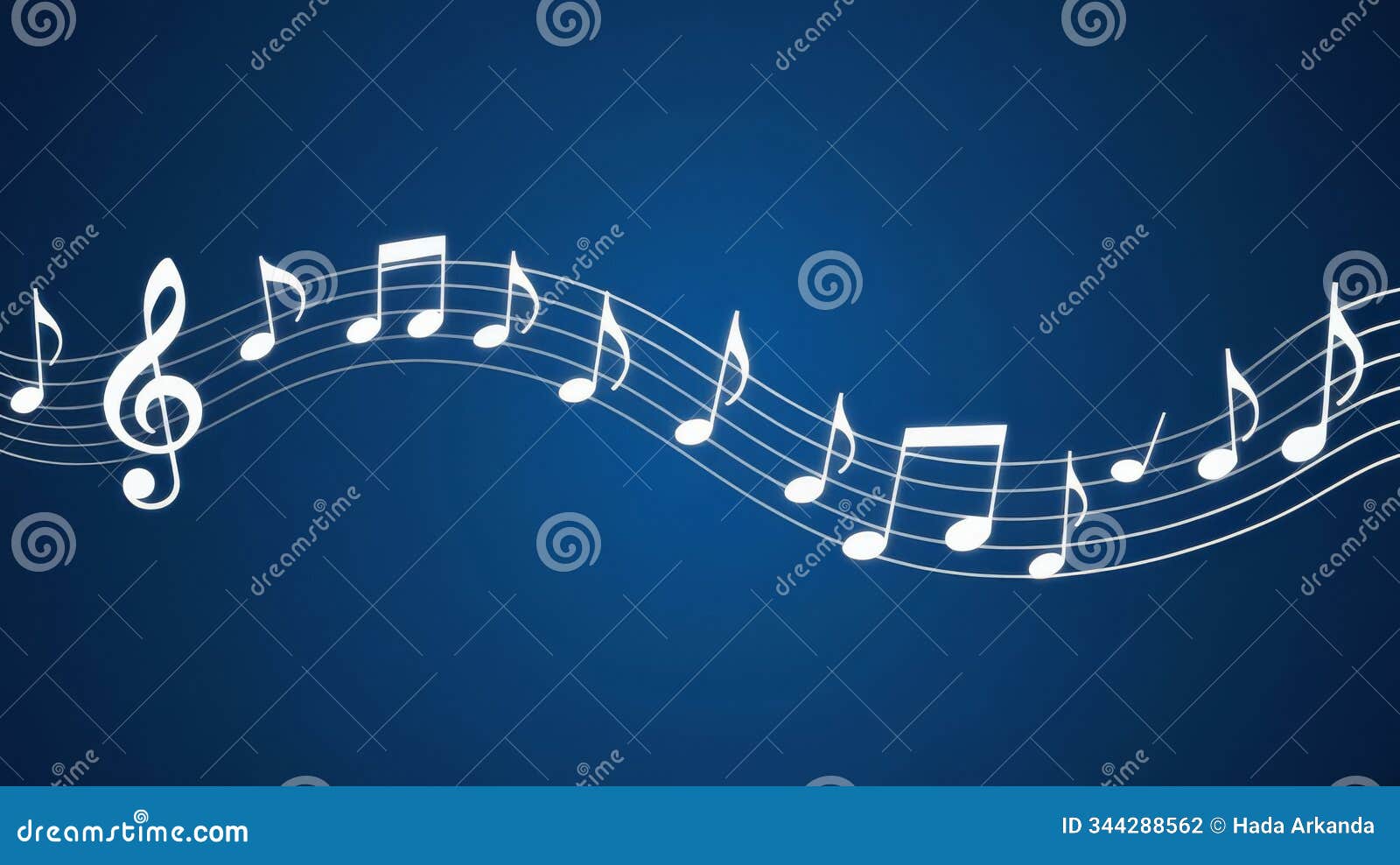 Blue Background with Streaming Music Notes, Creating a Melodic Flow ...