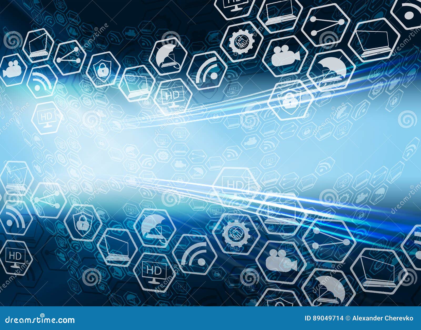 Blue Background with the Symbols of the Internet Stock Vector ...