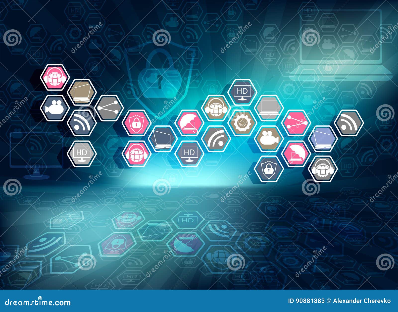 Blue Background with the Symbols of Internet Stock Vector ...