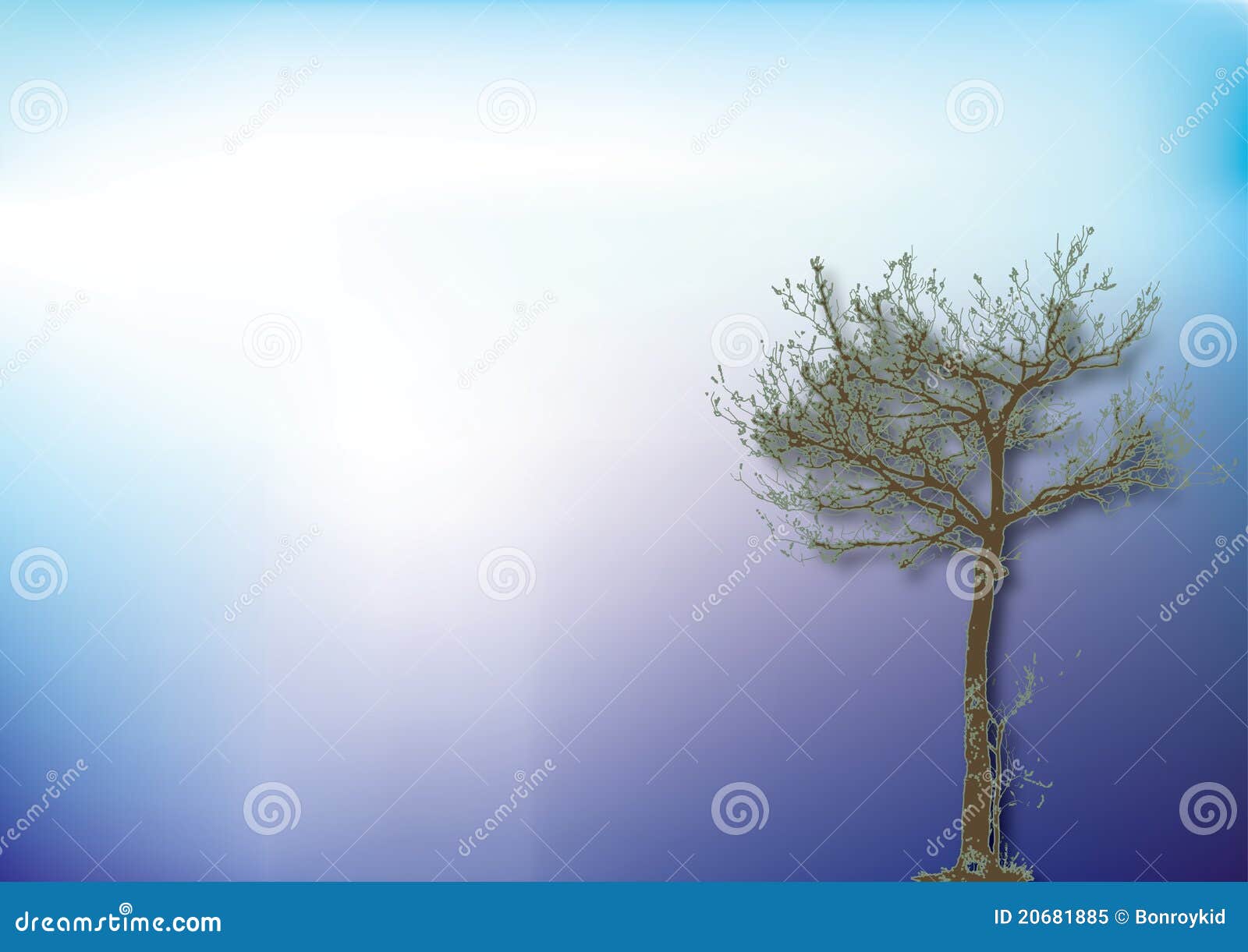 Blue background and tree stock illustration. Illustration of design ...