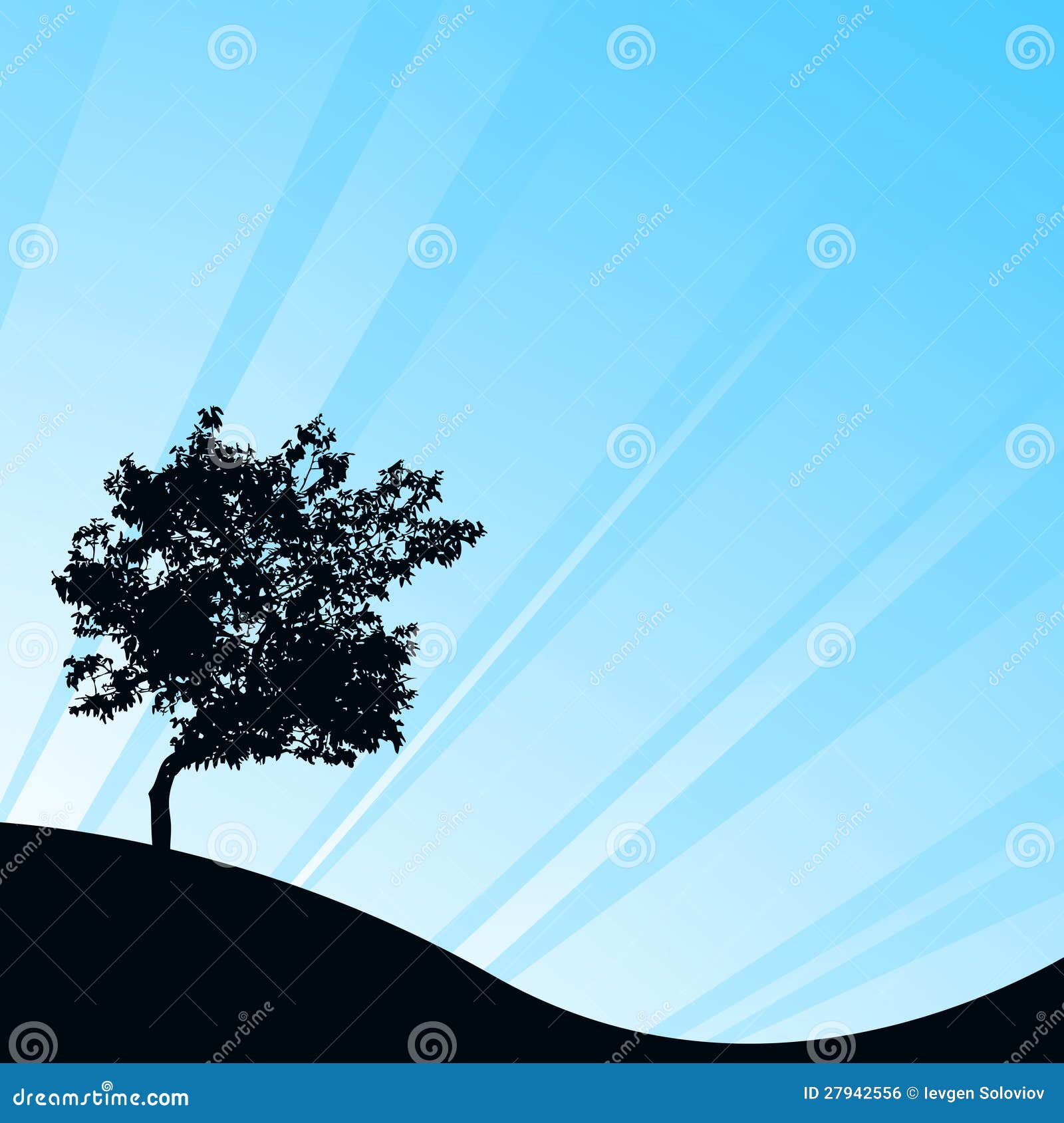 Blue background with tree stock vector. Illustration of design - 27942556