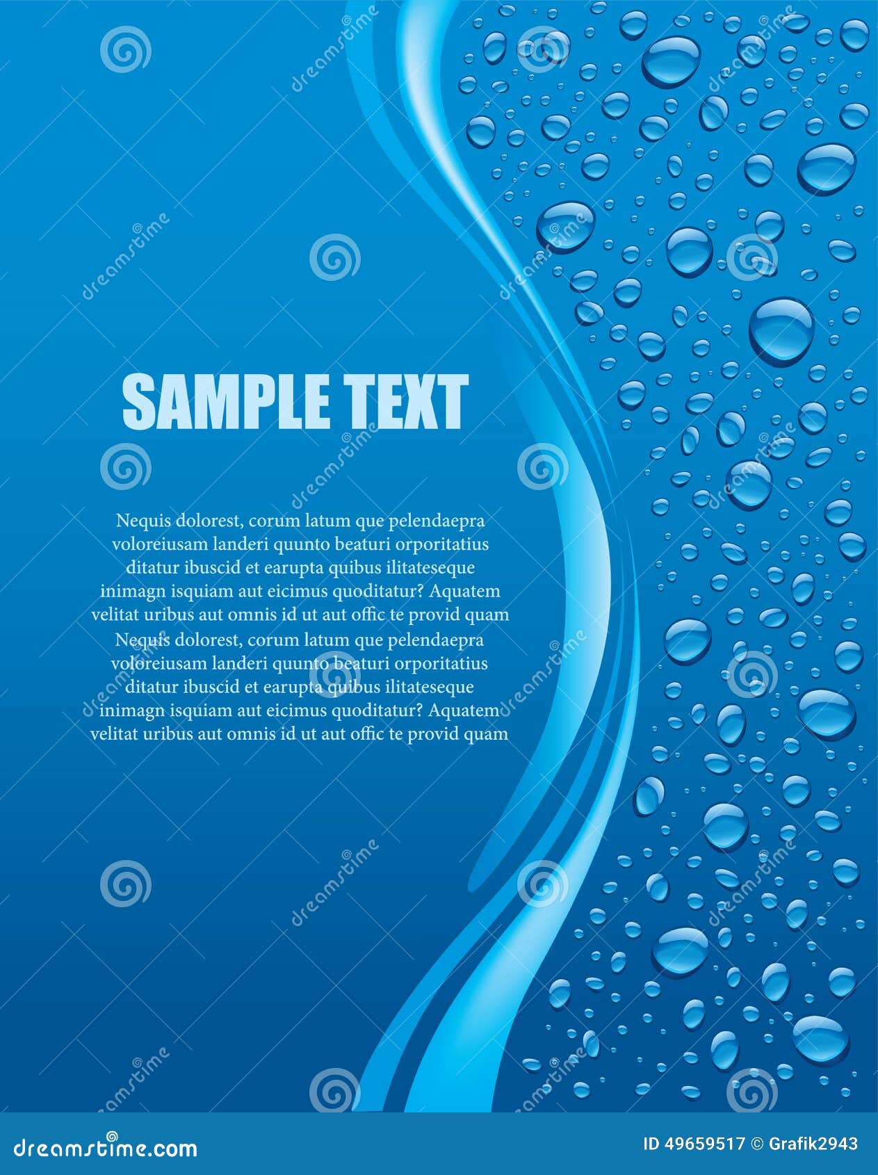 Blue Background with Water Drops and Place for Text Stock Illustration ...